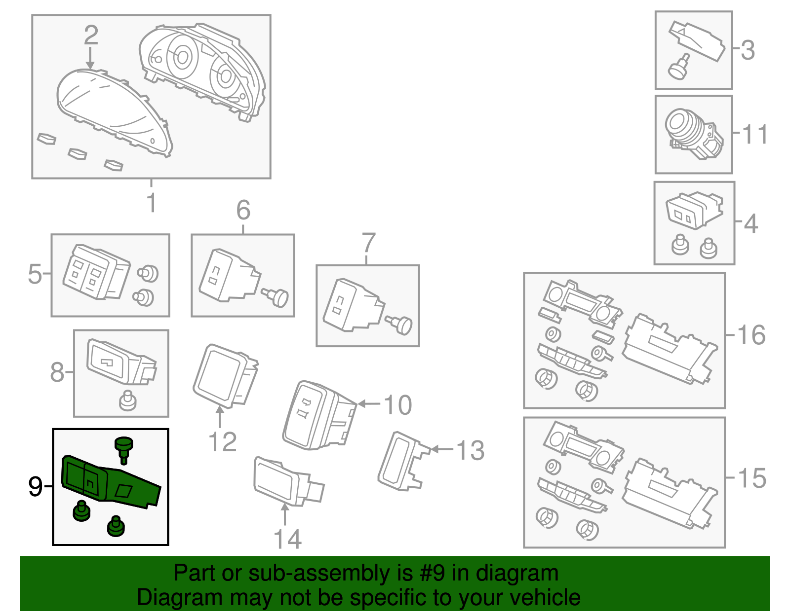 35370-TK8-A11 - 2011-2013 Honda Odyssey - Switch Assembly Power ...