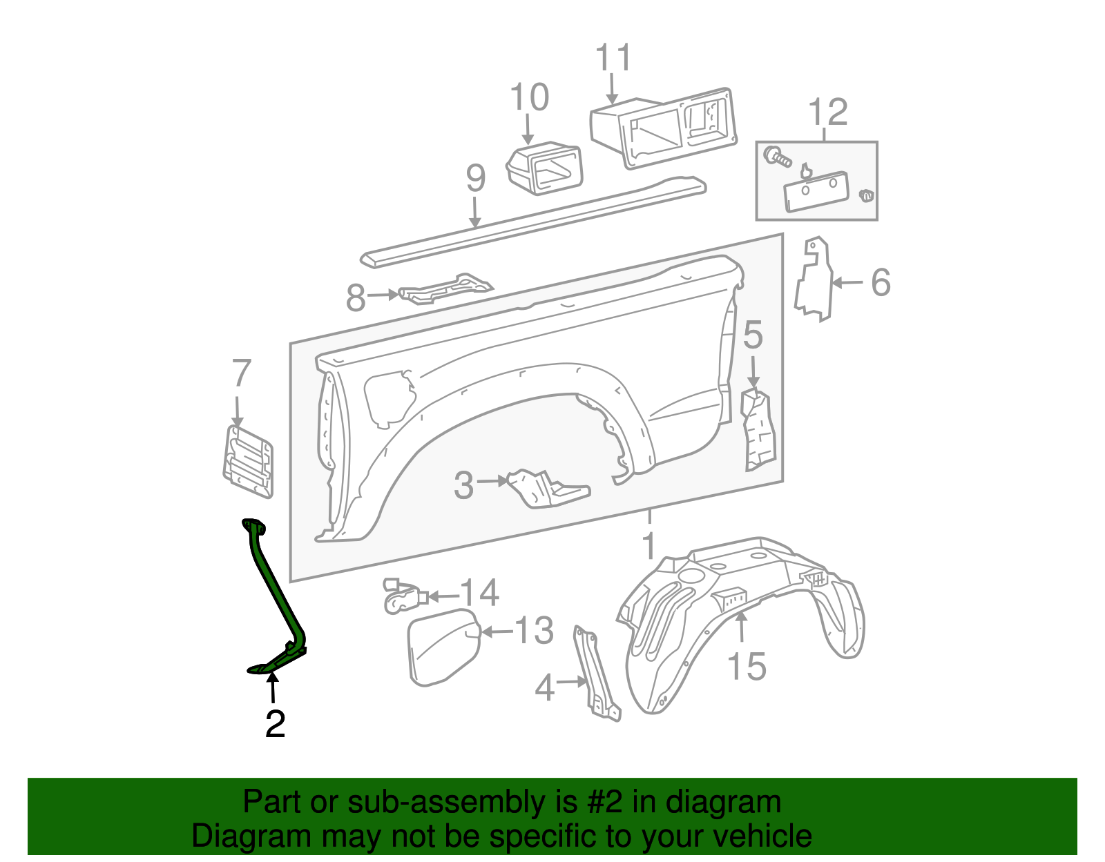 OEM 2005-2015 Toyota Tacoma Truck Bed Panel Brace (Right, Front) Part ...
