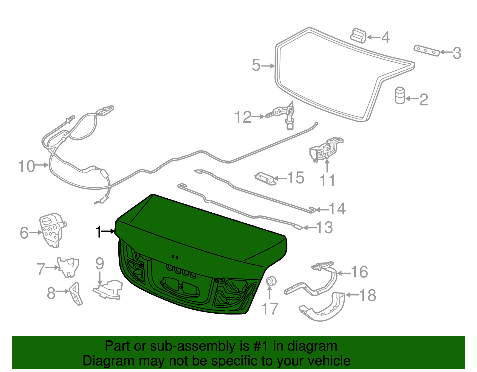 2013-2018 Acura ILX Trunk Lid 06685-TX6-A10ZZ | AcuraPartsNow.com