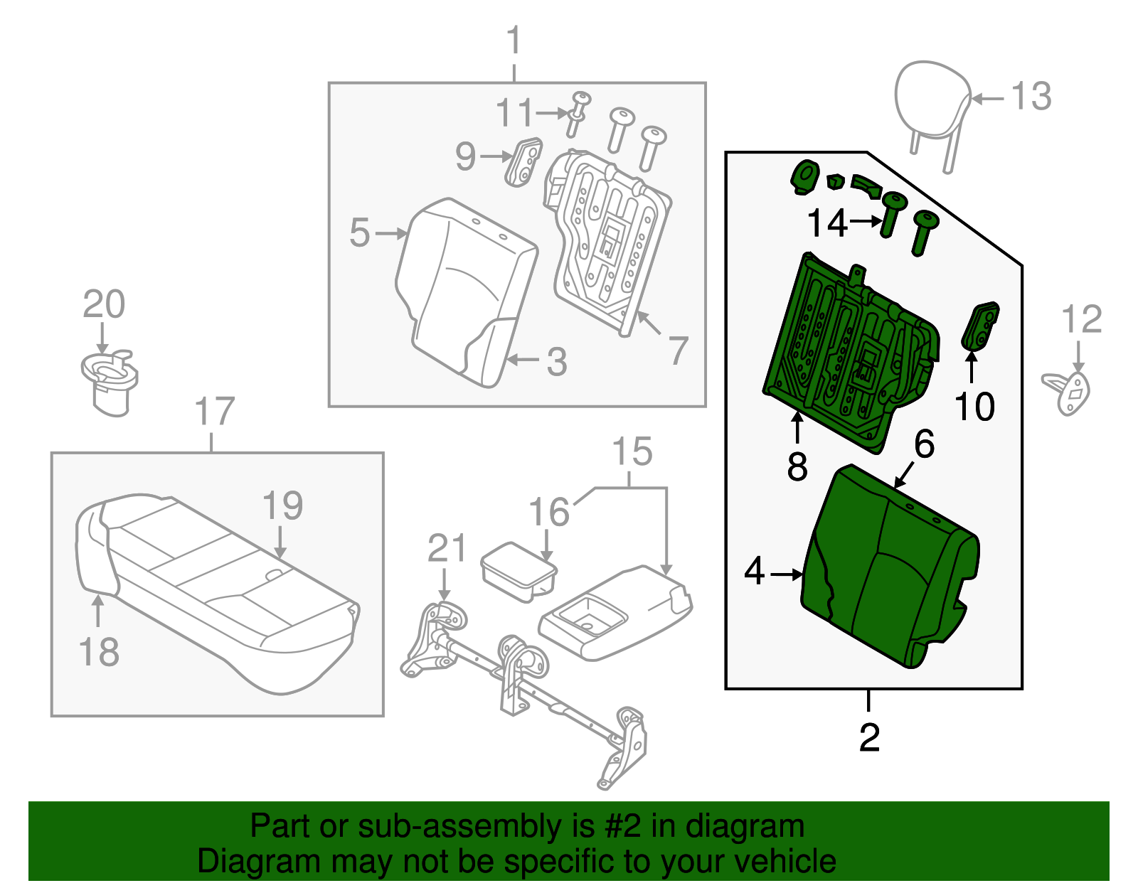 88650-3VM1B - 2014-2017 Nissan Versa Note - Seat Back Assembly | Anicra ...