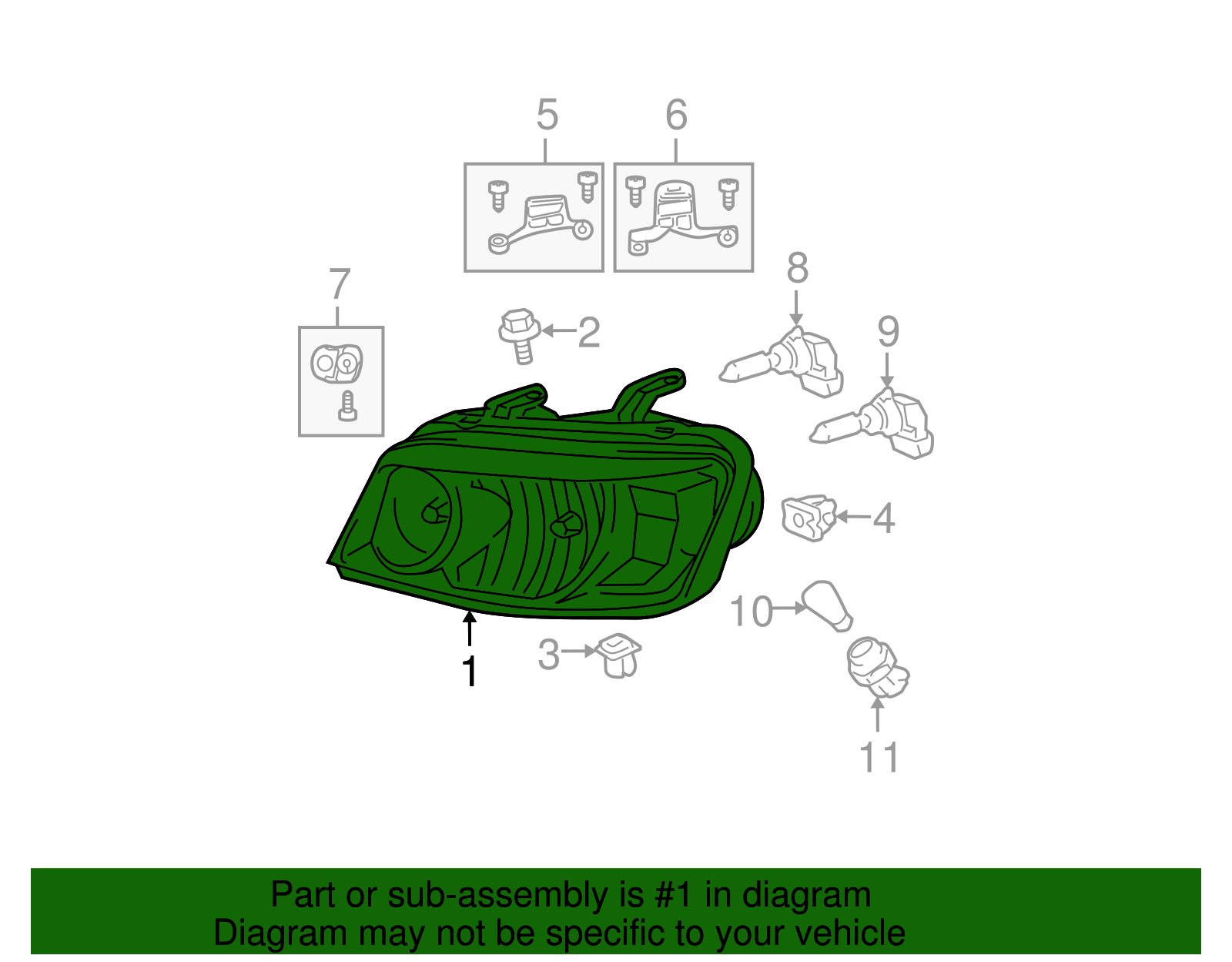 2004-2006 Toyota Highlander Headlamp Assembly - DRIVERS SIDE 81170 ...