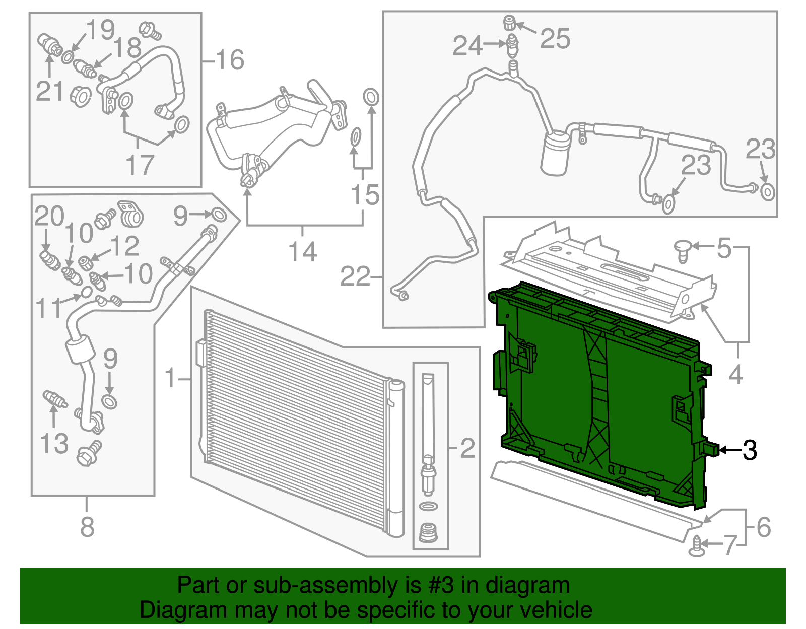 2011-2016 GM Air Conditioning Condenser Bracket 22951195 | Courtesy Parts