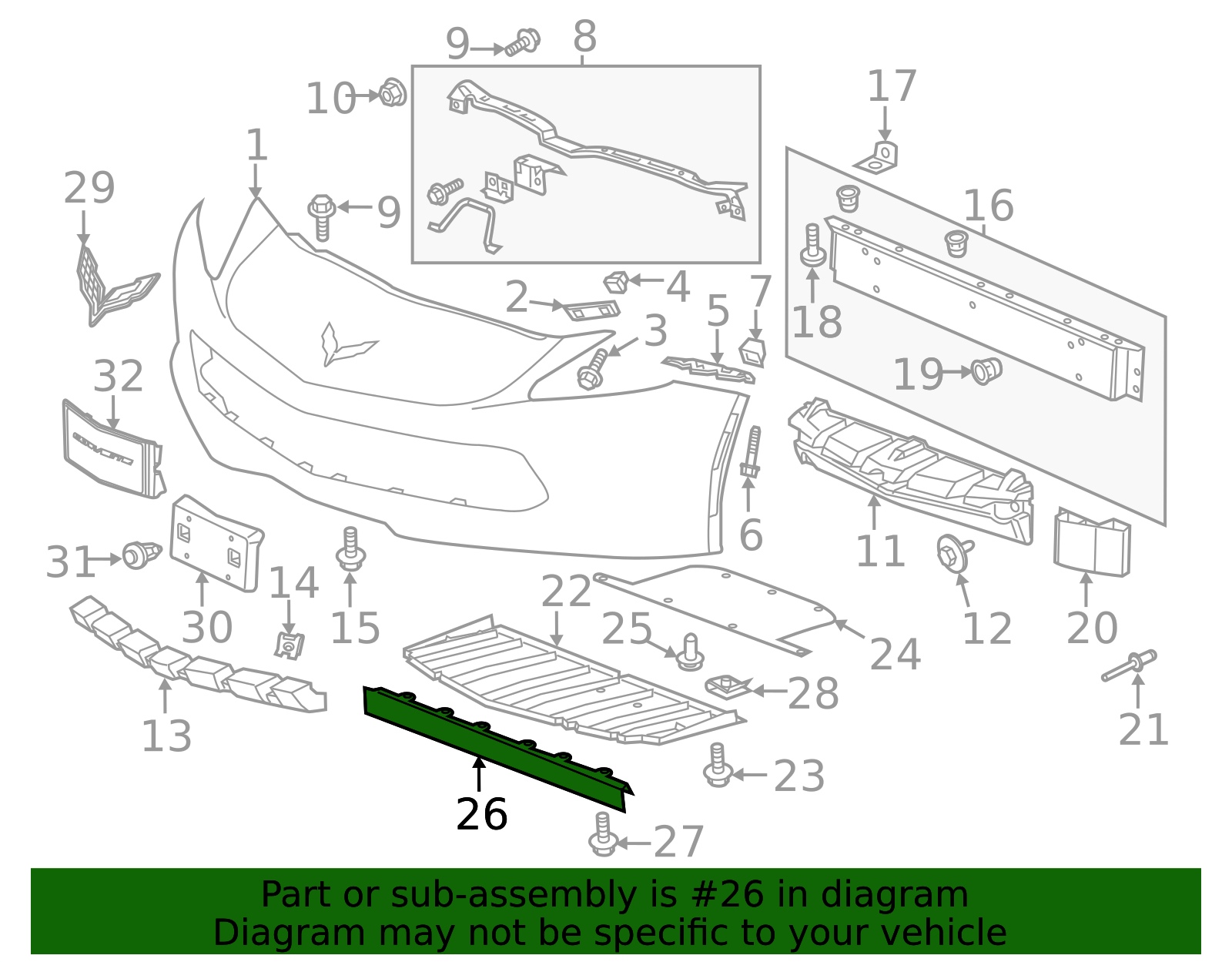 22799212 - Front Bumper Fascia Center Air Deflector 2014-2019 Chevrolet ...
