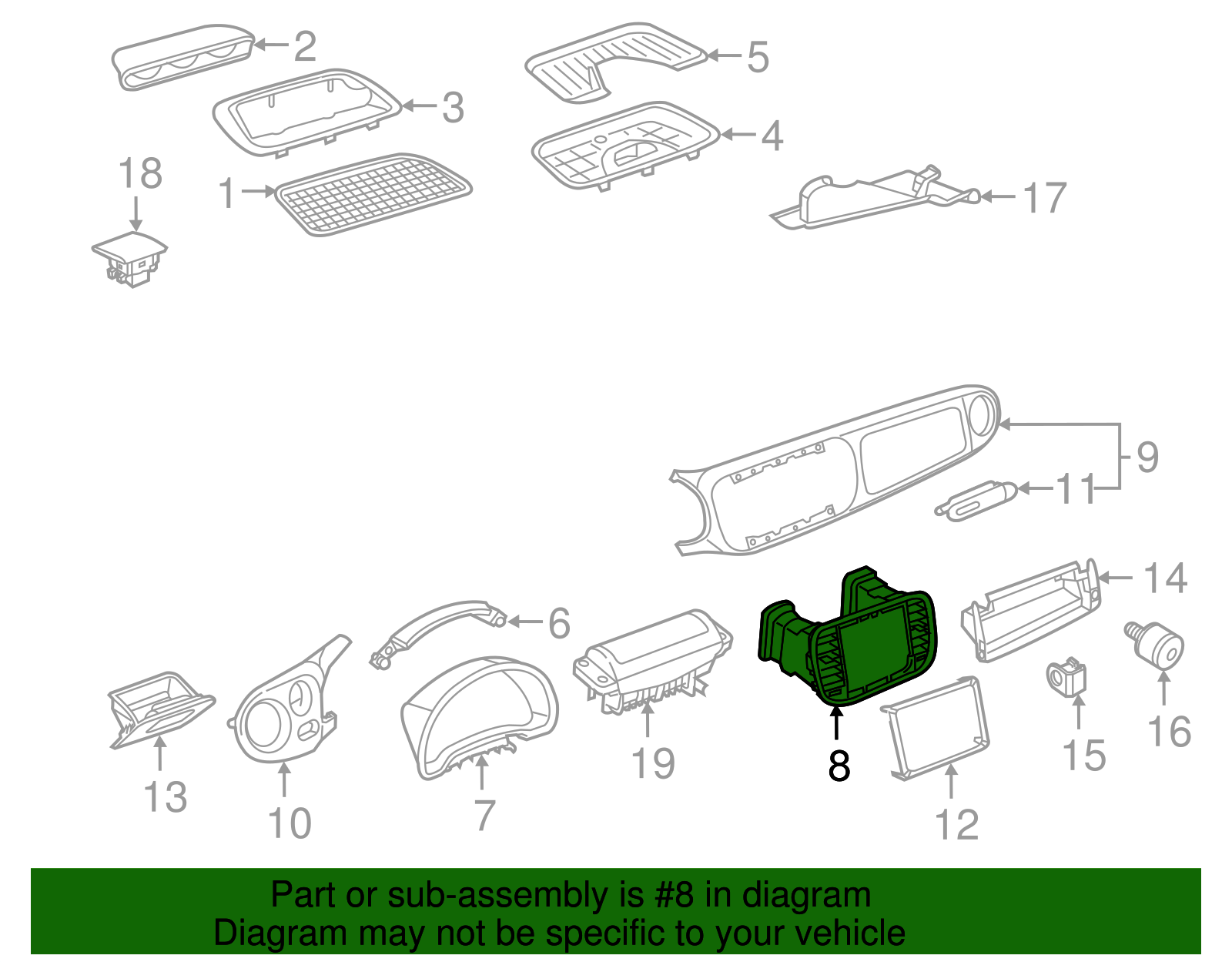 5C1-858-069-G-B3X - Center Outlet 2017-2019 Volkswagen Beetle ...