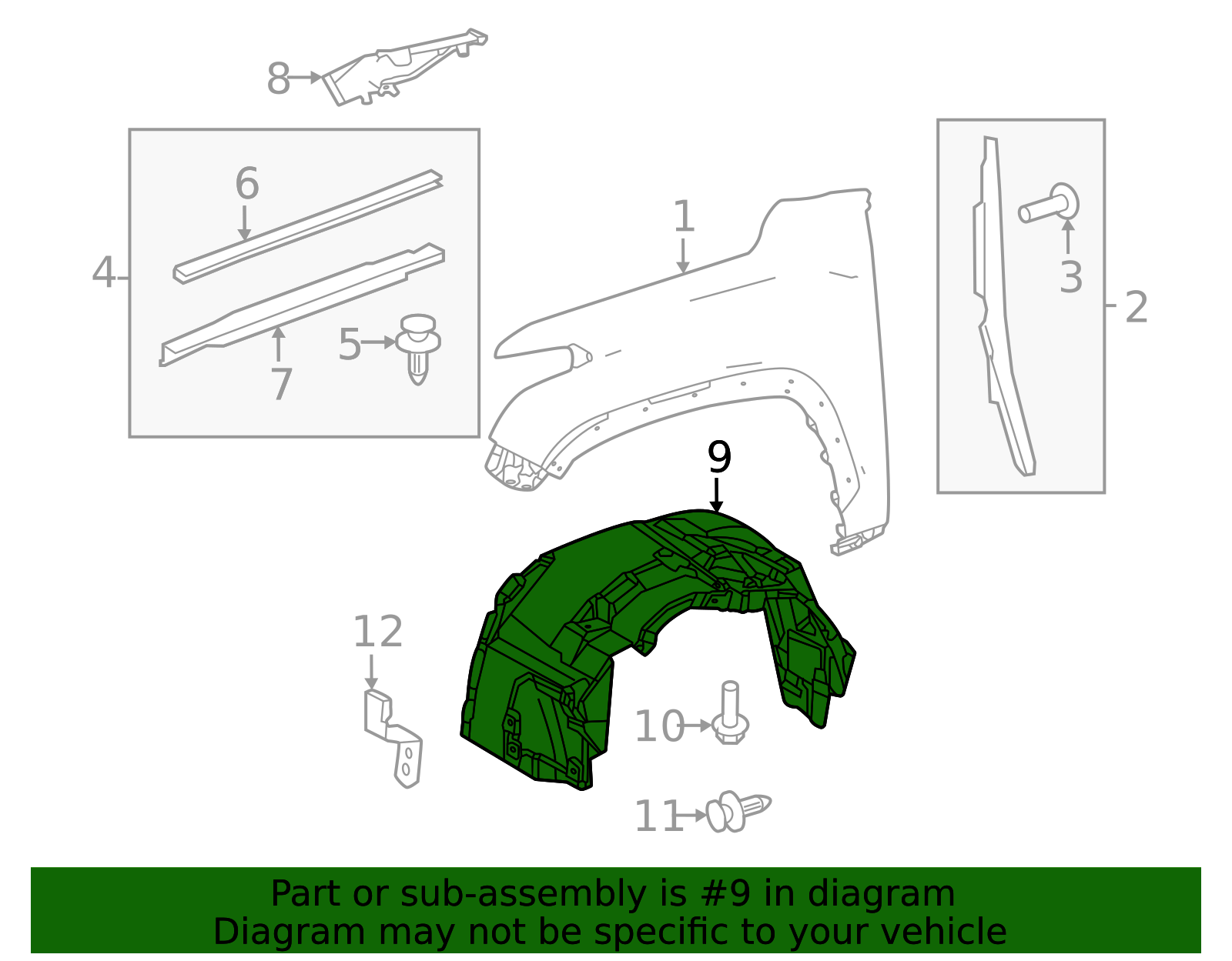 2023-2025 Toyota Sequoia Front Fender Liner - DRIVERS SIDE 53876-0C100 ...