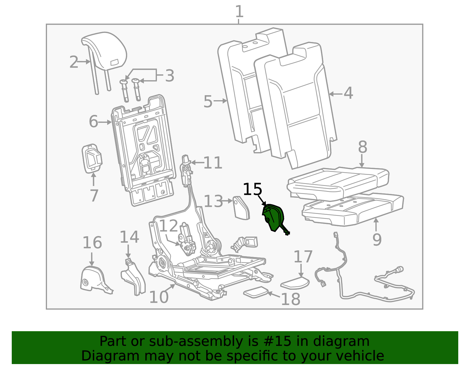 2015-2020 GM Dune 3rd Row Passenger Side Seat Back Latch Cover 22974096 ...