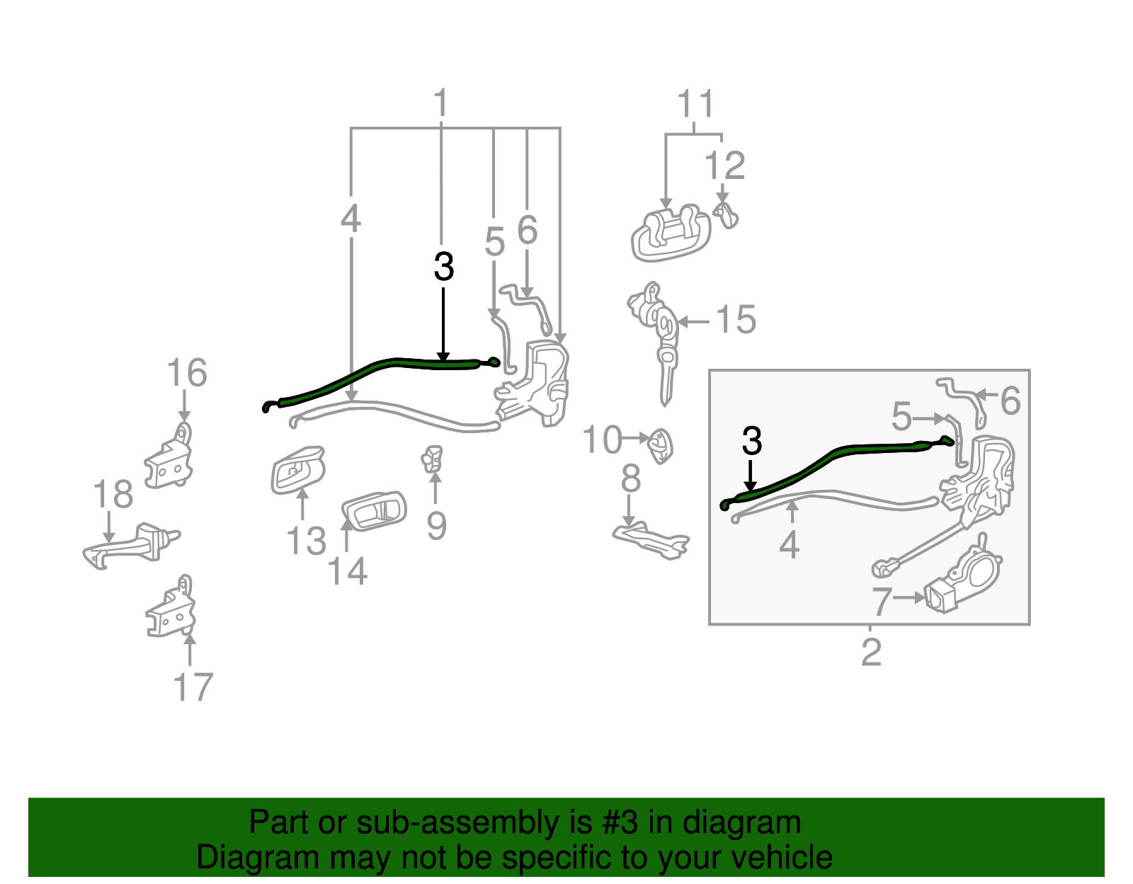 2000-2006 Toyota Tundra Genuine Toyota Tundra Front Door Cable Assembly Left or Right 69710 ...
