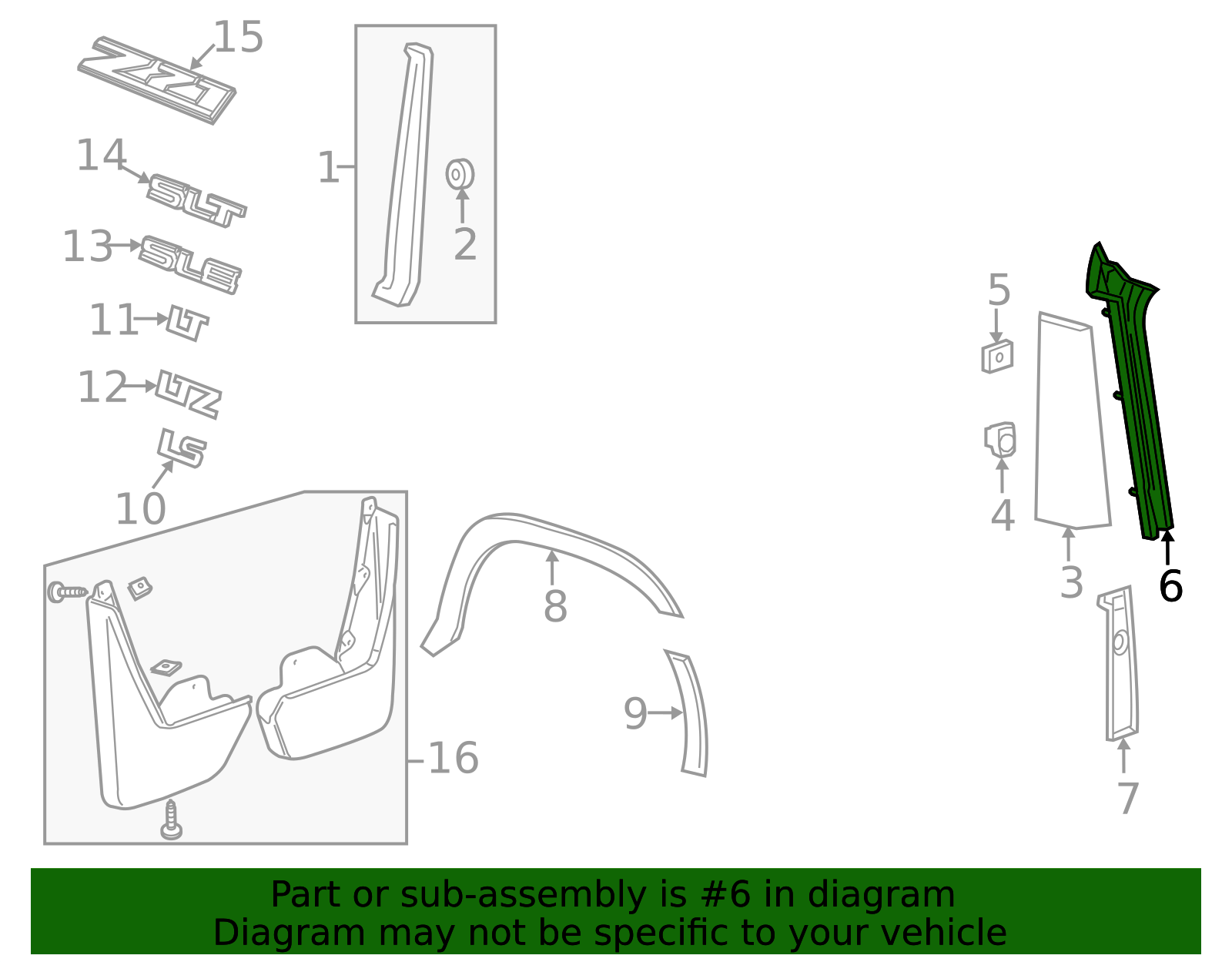 2015-2020 GM Passenger Side Back Body Opening Side Gutter 84273587 GM ...