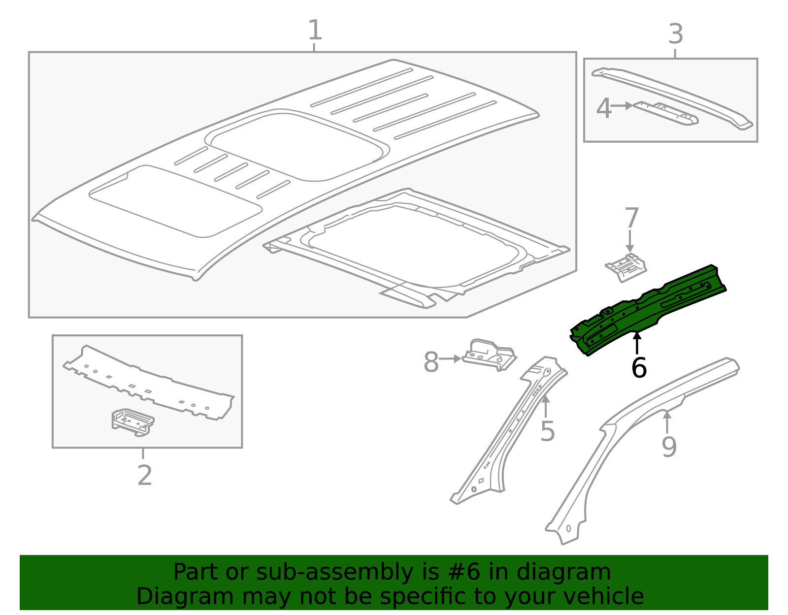 2011-2017 GMC Passenger Side Roof Inner Rear Side Rail 22789696 ...