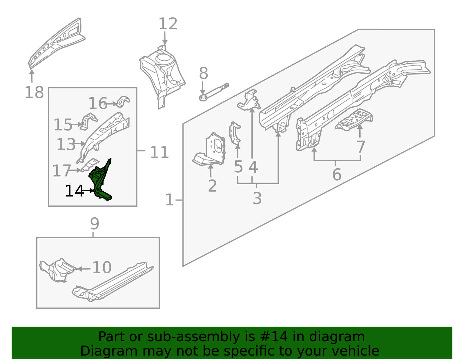 2010-2014 Subaru Apron Panel 51630AJ00A9P | Subaru Parts Quick