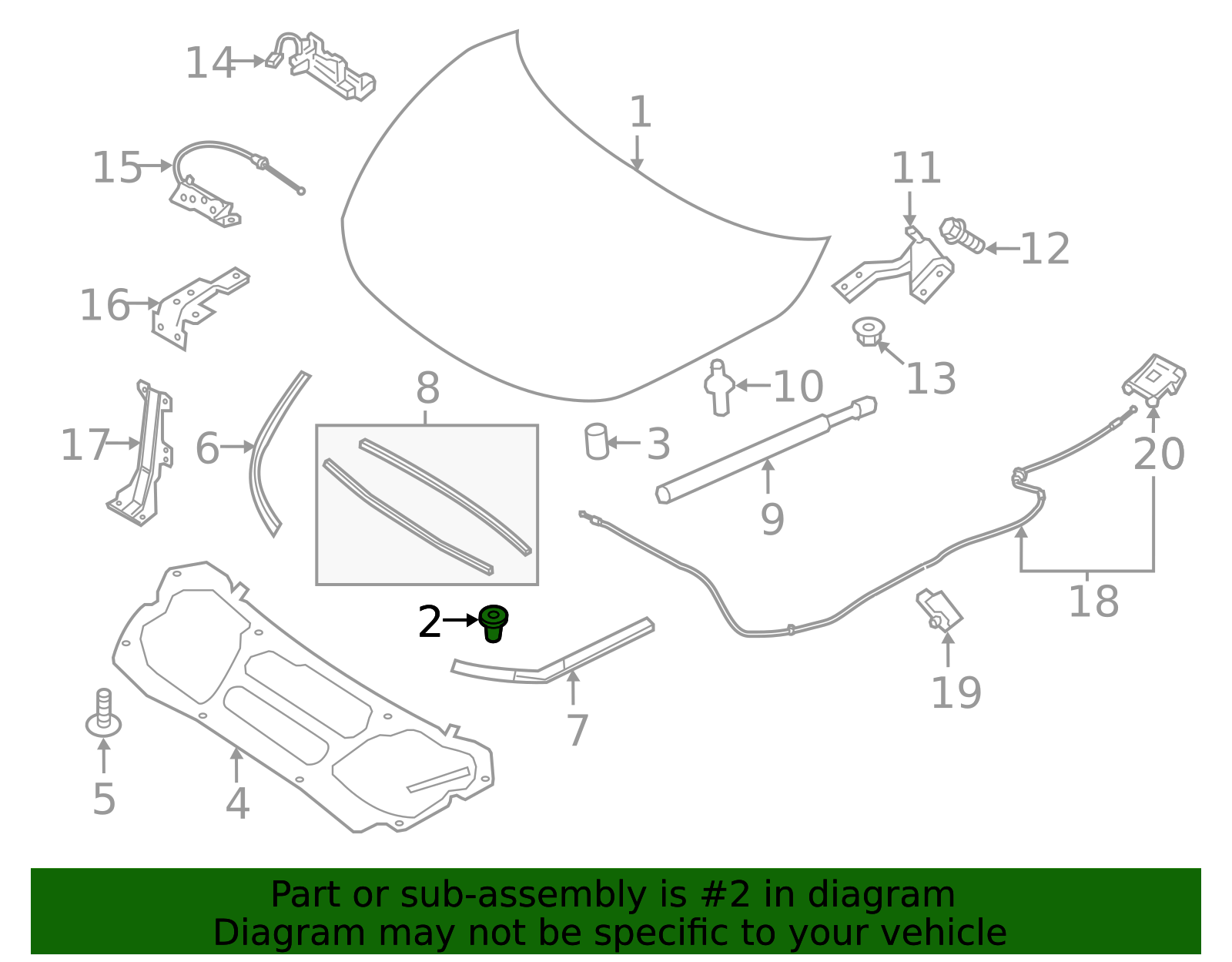 2011-2024 Nissan Murano Hood Bumper 01658-00711 | TascaParts.com