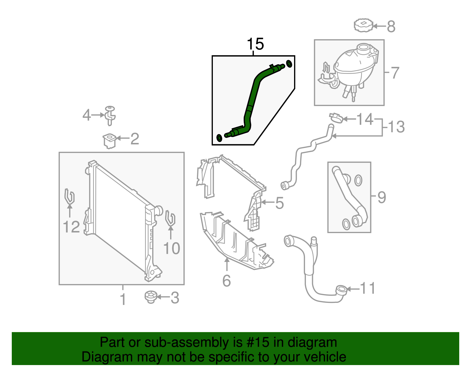 212-501-85-82 - Engine Coolant Overflow Hose 2012-2013 Mercedes-Benz ...