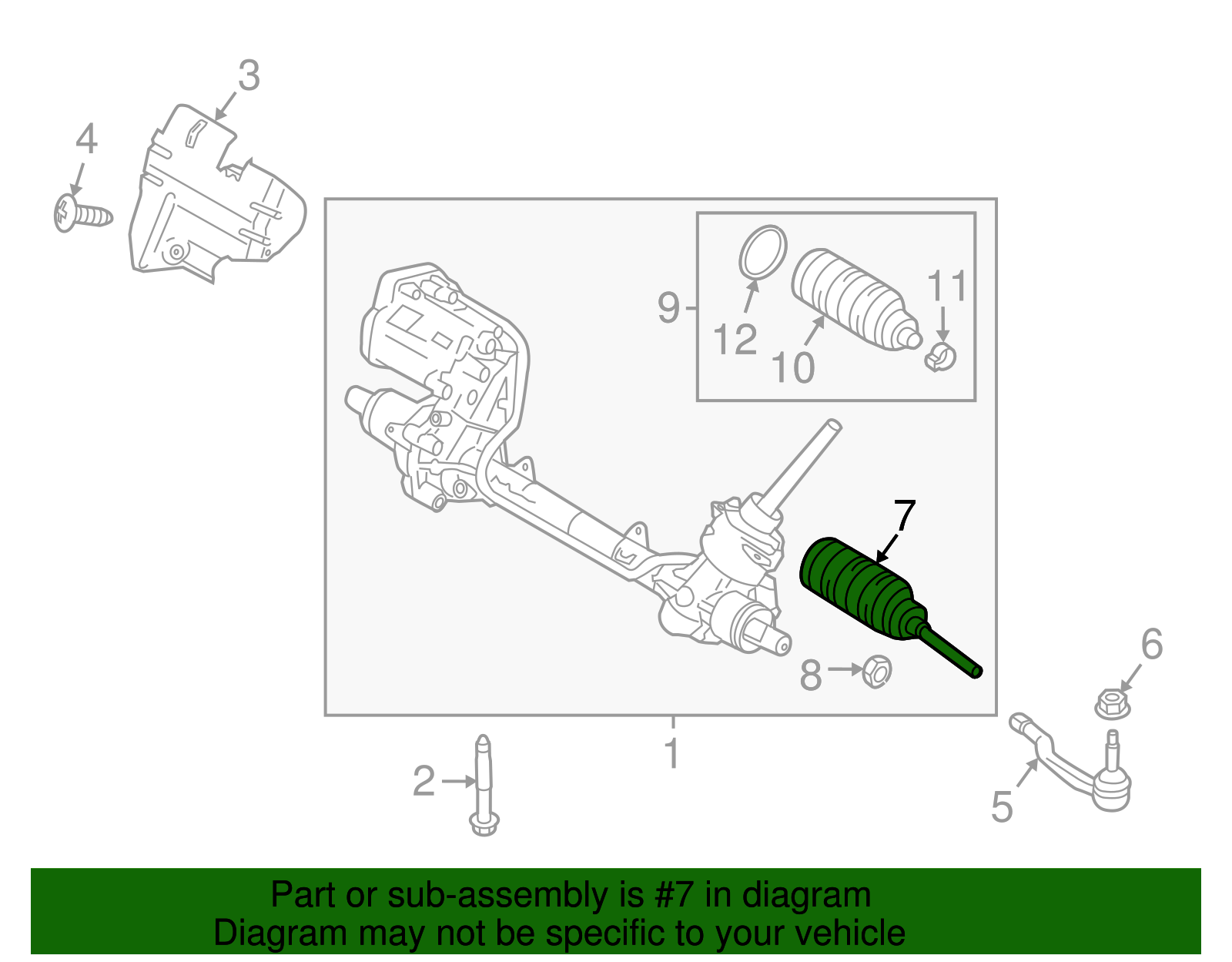 2015-2024 Ford | Inner Tie Rod | F2GZ-3280-A | Walls' Ford Parts