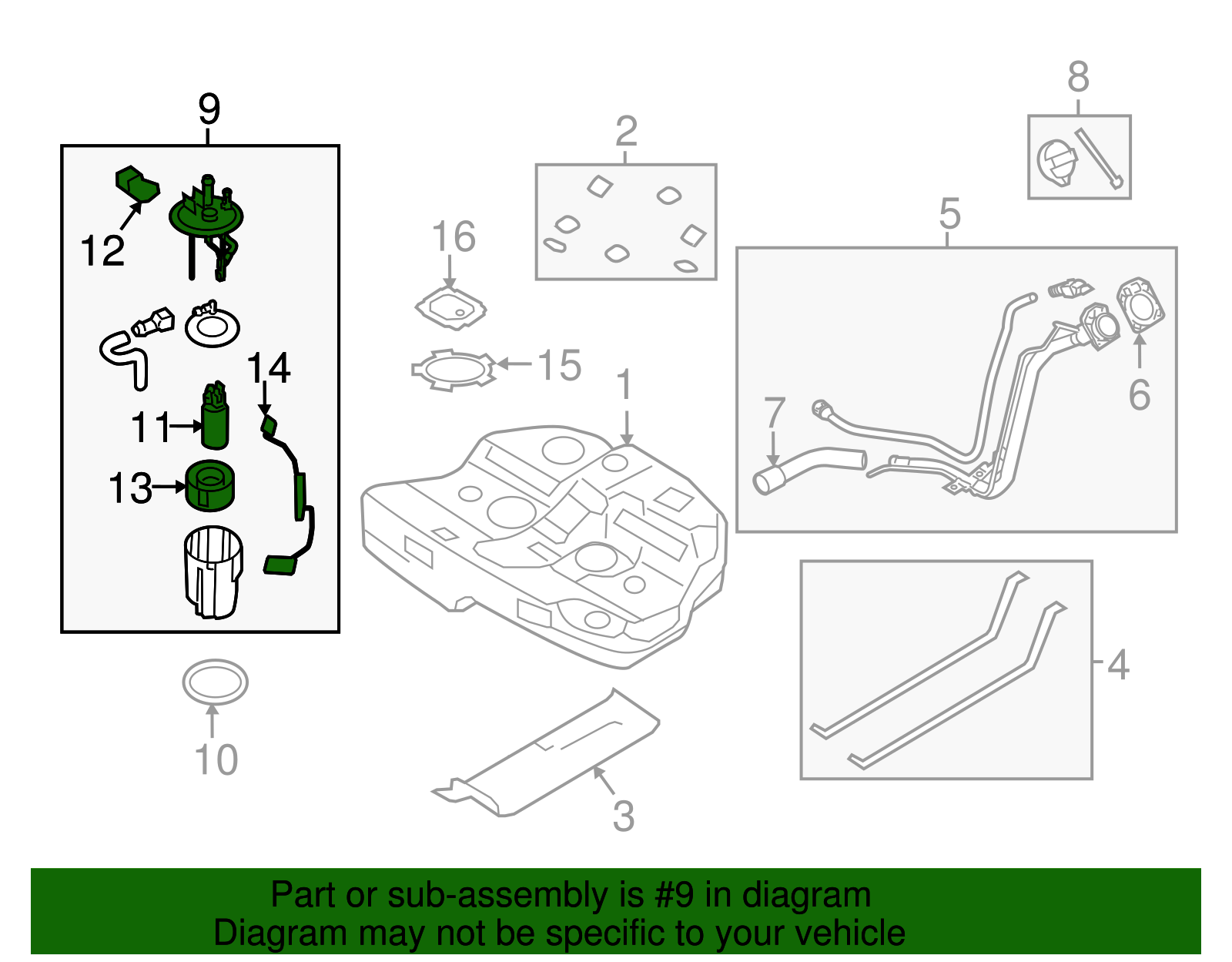 2011-2015 Kia Optima Fuel Pump Assembly 31110-3Q700 | TascaParts.com