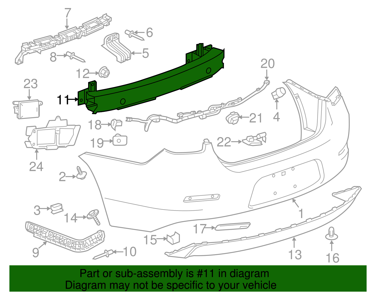 22835198 - 2013-2016 Chevrolet - Rear Bumper Impact Bar | Partners Chevy