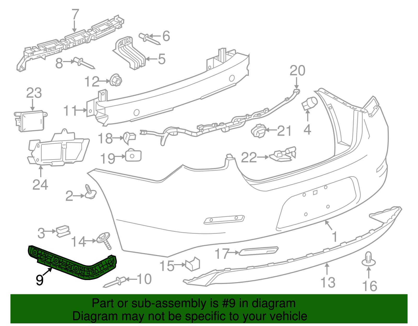 2013-2016 Chevrolet Passenger Side Rear Bumper Fascia Side Bracket ...
