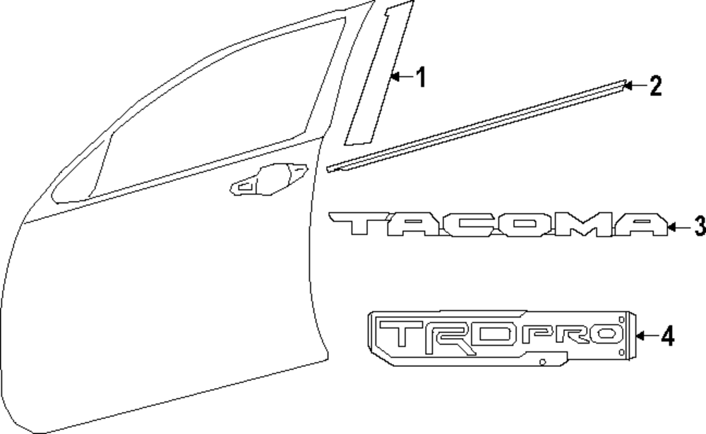 2016-2025 Toyota Tacoma Door Emblem 75428-04010 | MotorMotor