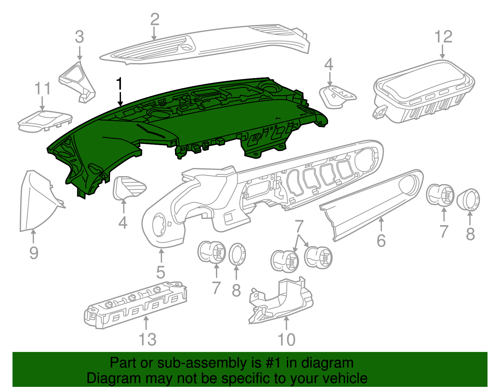 2017-2024 Chevrolet Camaro Jet Black Instrument Panel Upper Trim Panel ...