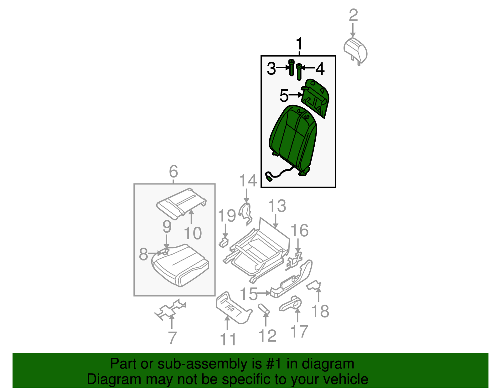 2009 Nissan Altima Seat Back Assembly 87650-ZN57C | Nissan RVA