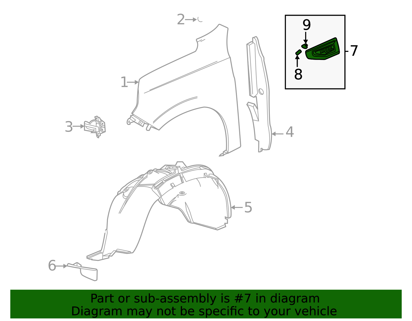 2021-2024 GMC Front Passenger Side Fender Ornamentation Vent 84719442 ...