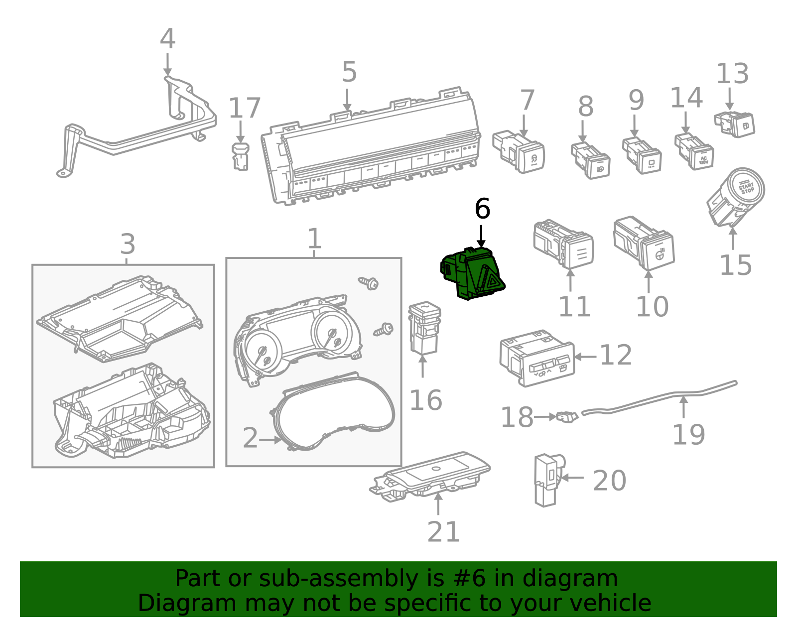 2021-2025 Toyota Sienna Hazard Switch 84332-08040 | MotorMotor