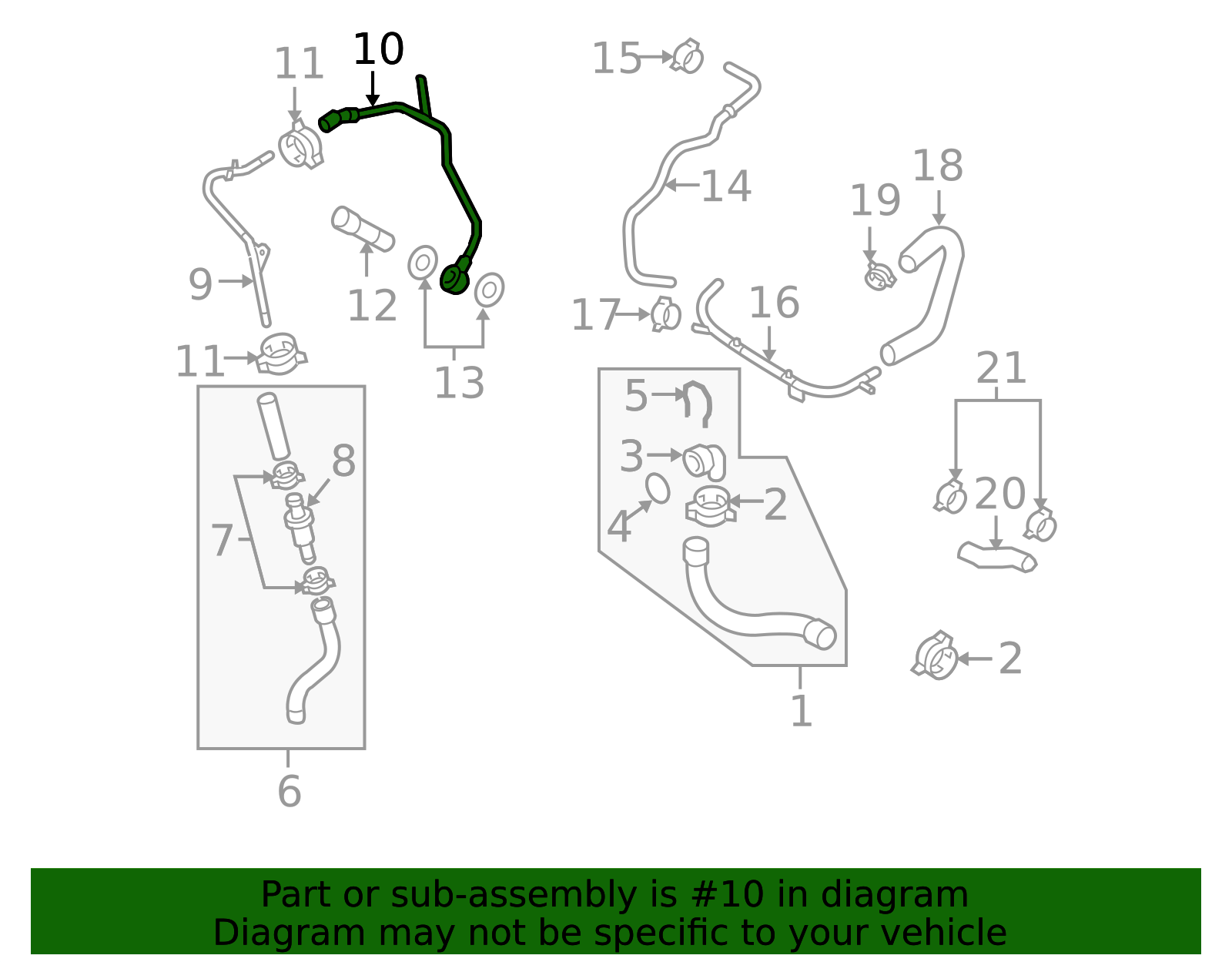 1K0-121-447-AT - Engine Coolant Hose 2007-2008 Volkswagen | VW Direct Parts