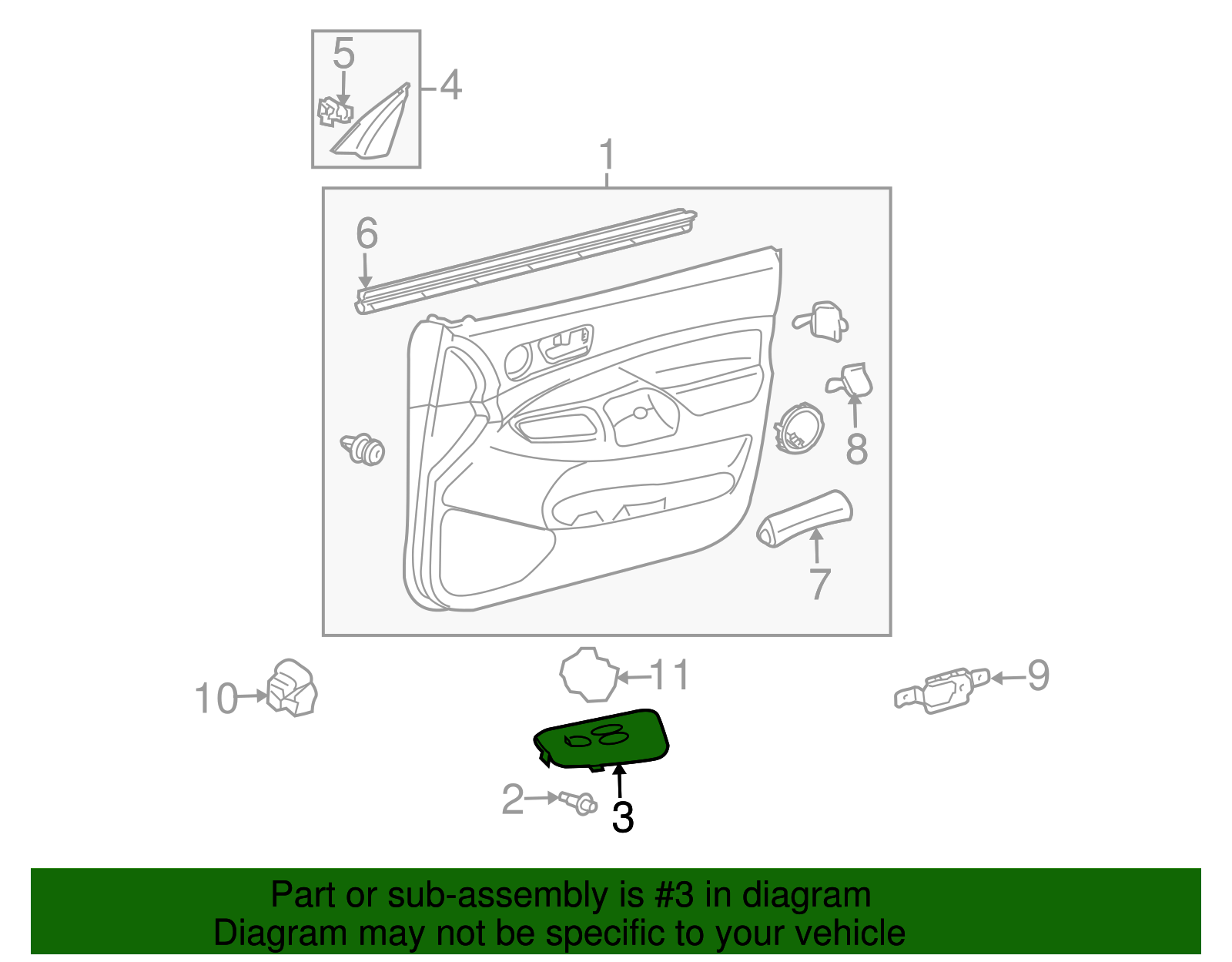 2012-2015 Toyota Tacoma Door Switch Trim Panel (Left, Front, Upper ...