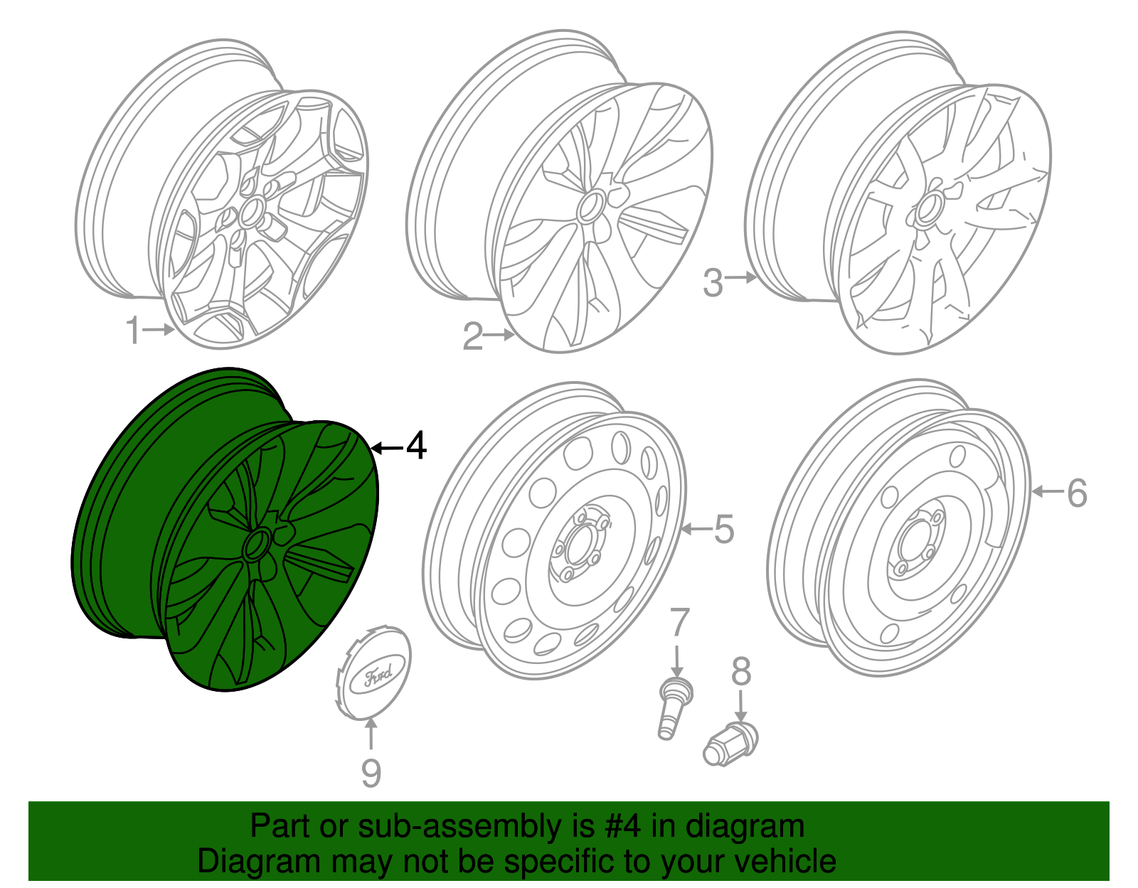 2013-2014 Ford Wheel, Alloy DG1Z-1007-E | Awesome Parts Ford