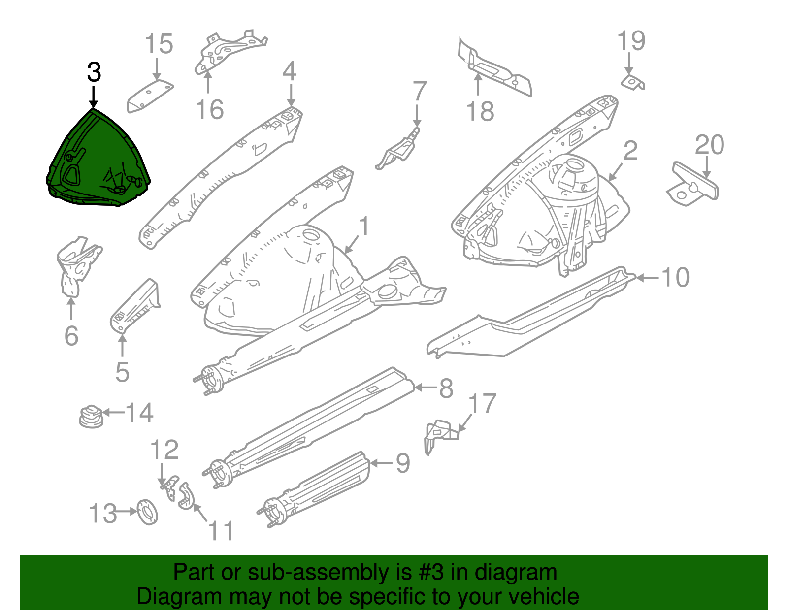41148203423 - 1997-2003 BMW Wheelhouse Panel (41-14-8-203-423) | BMW of ...