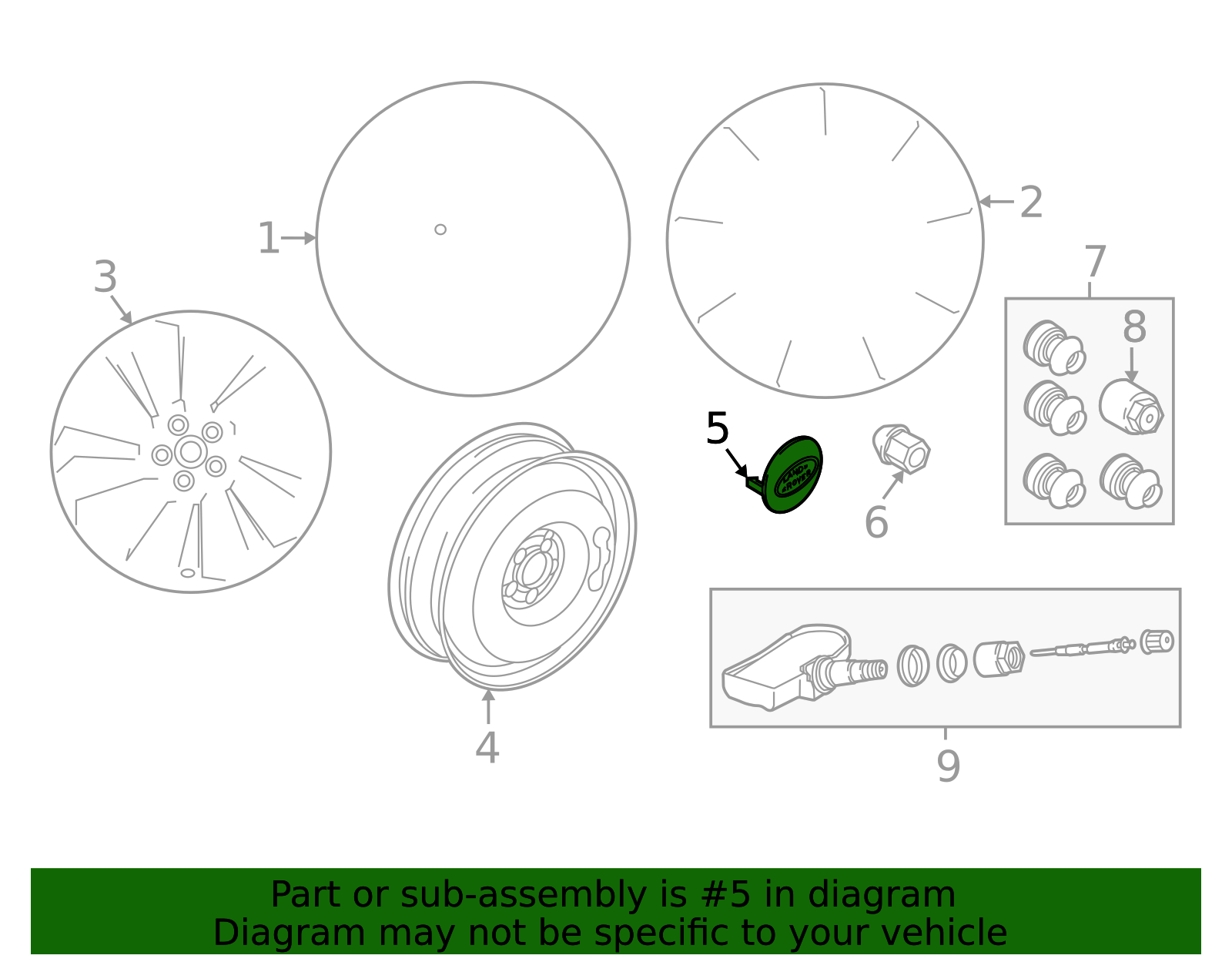 LR069900 - Wheel Center Cap - Satin Silver Finish - 2013-2021 Land ...