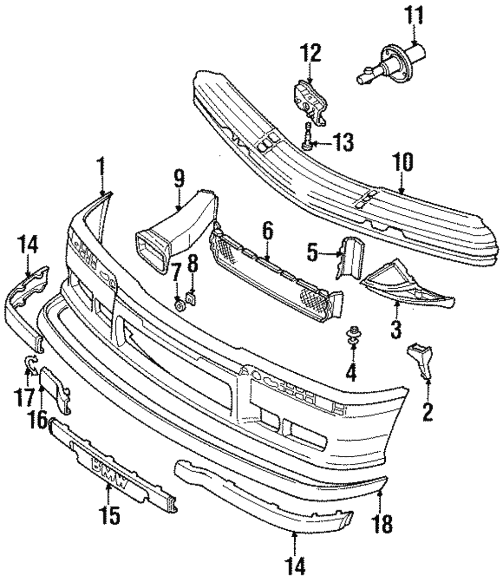 1995-1999 BMW M3 | Bumper Cover Lower Support | 51-71-2-250-642 | OEM ...