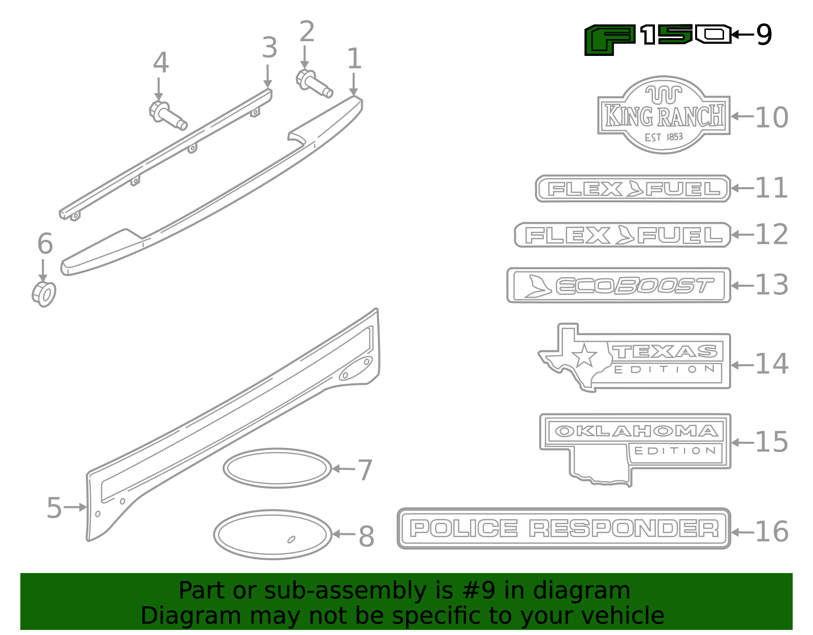 2015-2017 Ford F-150 Tailgate Emblem GL3Z-9942528-D | Ford OEM Parts Outlet