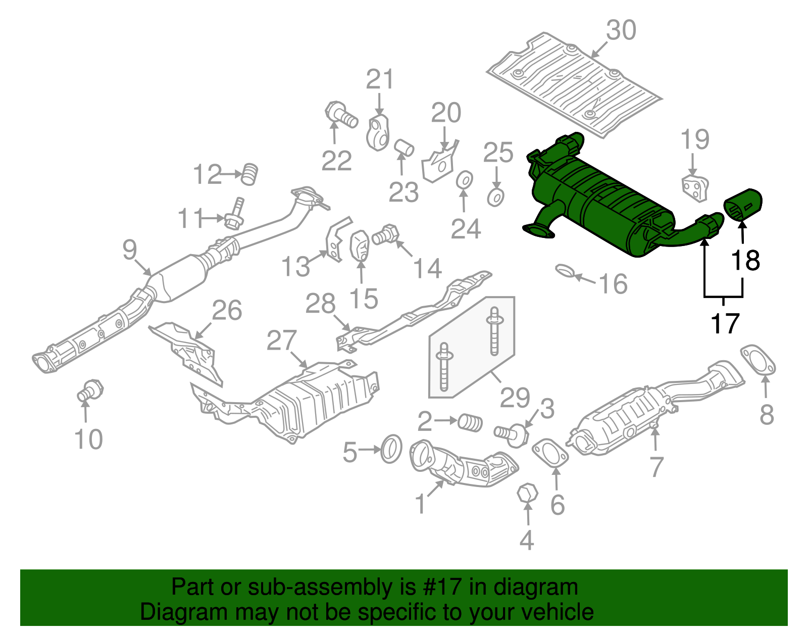 2011-2015 Mitsubishi Lancer Exhaust Muffler 1571A917 | Mitsubishi Parts ...