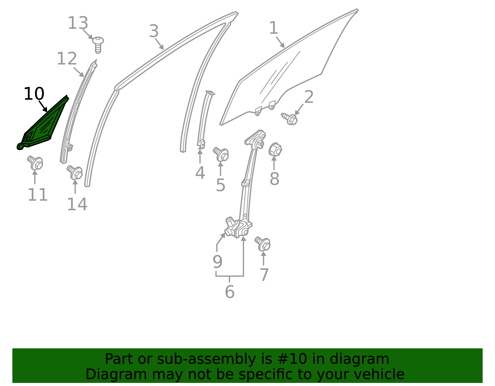 73330-TRT-A02 - Glass R Front Door Corner (Green)(AGC) - 2019 2020 ...