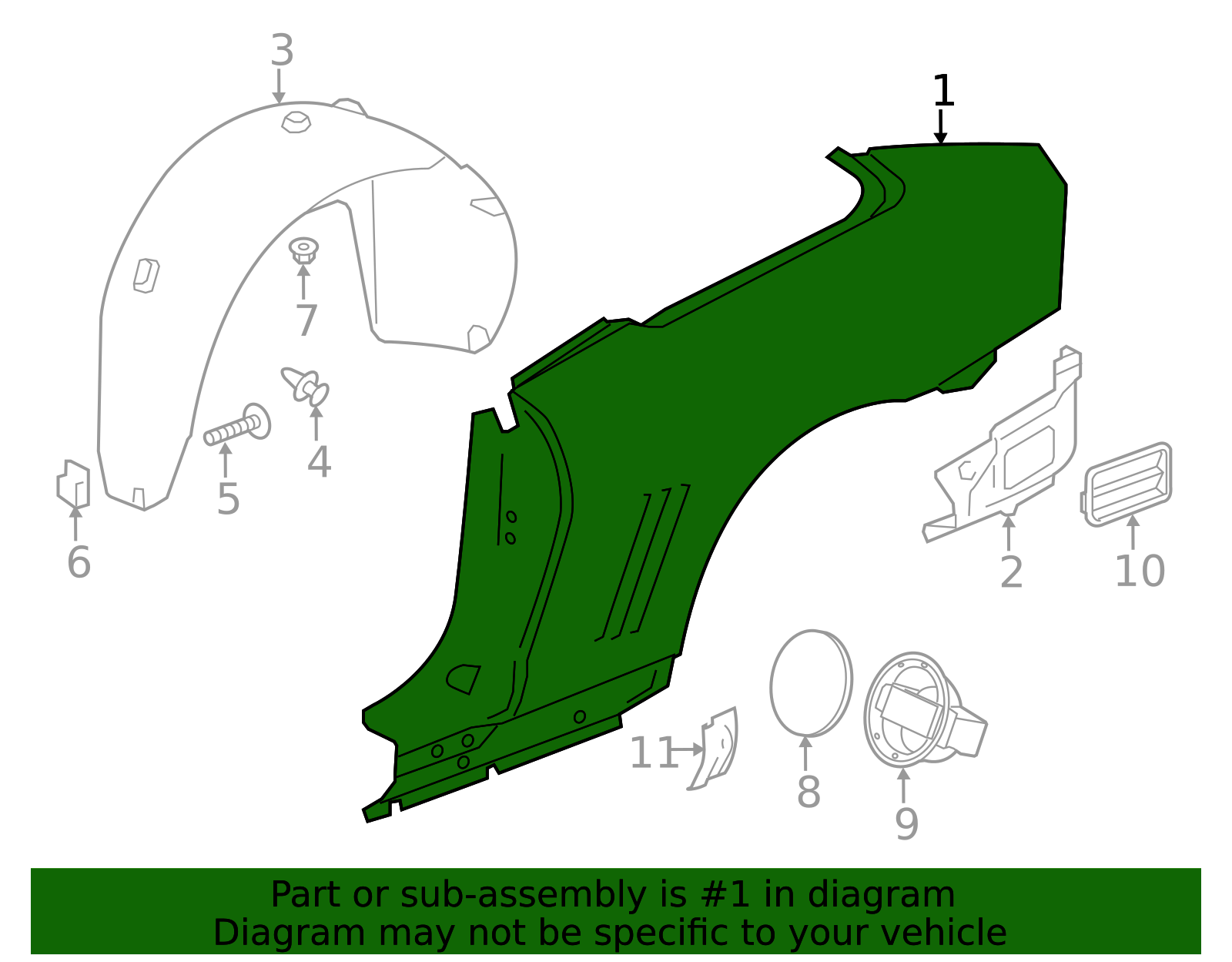22793396 - Driver Side Quarter Outer Panel 2011-2015 Chevrolet Camaro ...