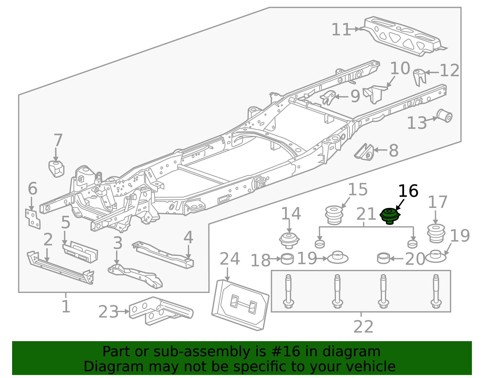 2015-2022 GM Body Mount Upper Location Number 2 Cushion 23280252 ...