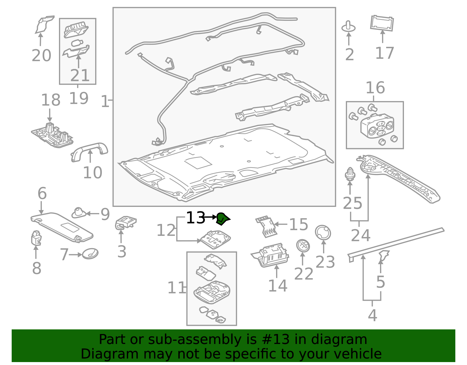 63412-48010 - Map Lamp Assembly Retainer - 2011-2020 Toyota Sienna ...