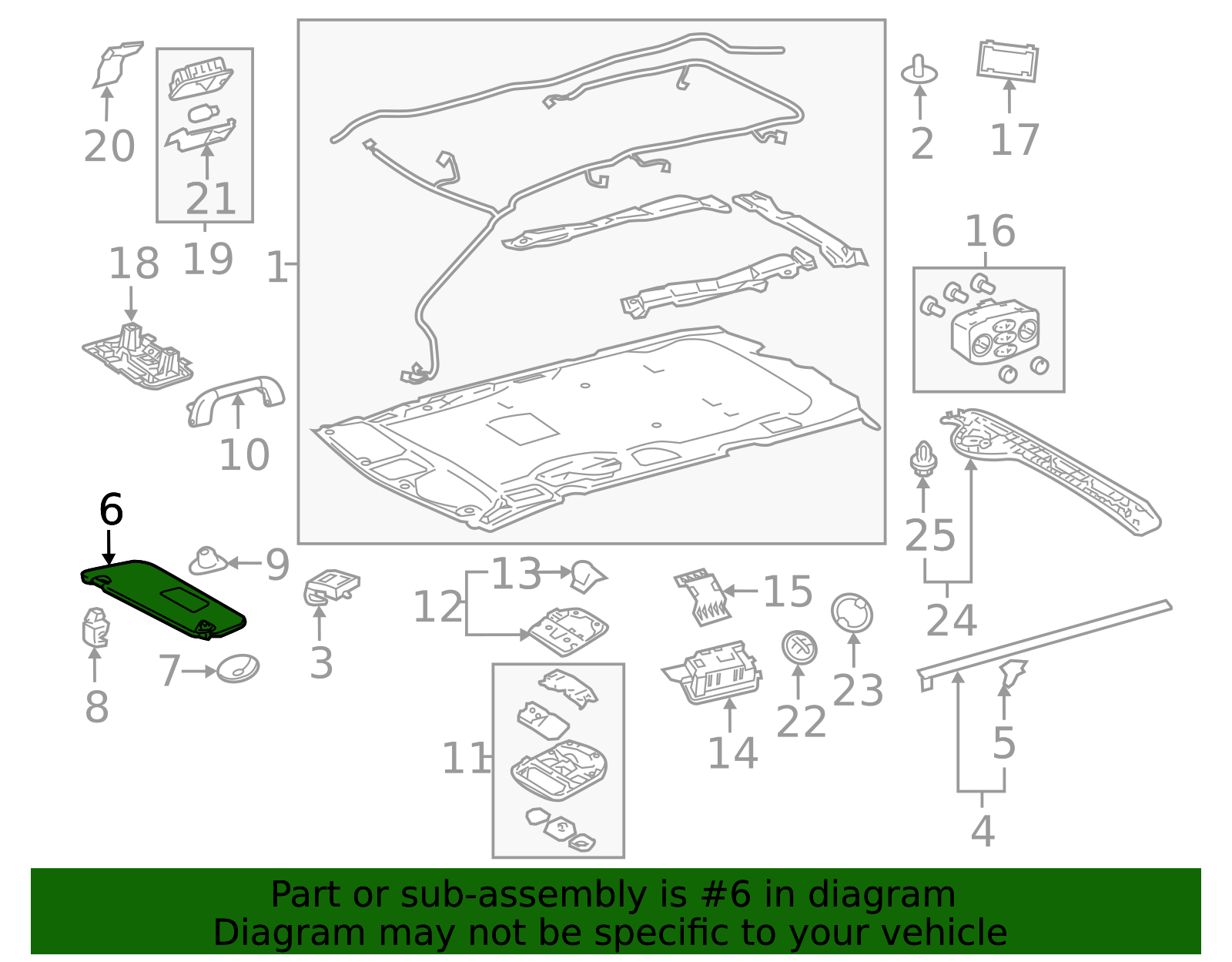 2015-2016 Toyota Sienna Sun Visor - DRIVERS SIDE 74320-08041-E0 ...