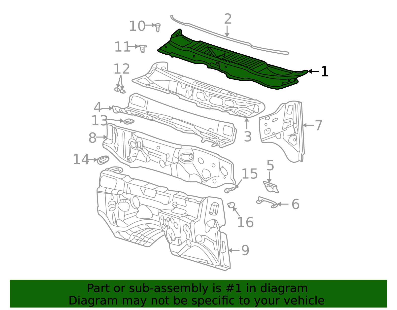 2002-2009 Dodge Cowl Grille 55056006AG | Mopar Parts Canada