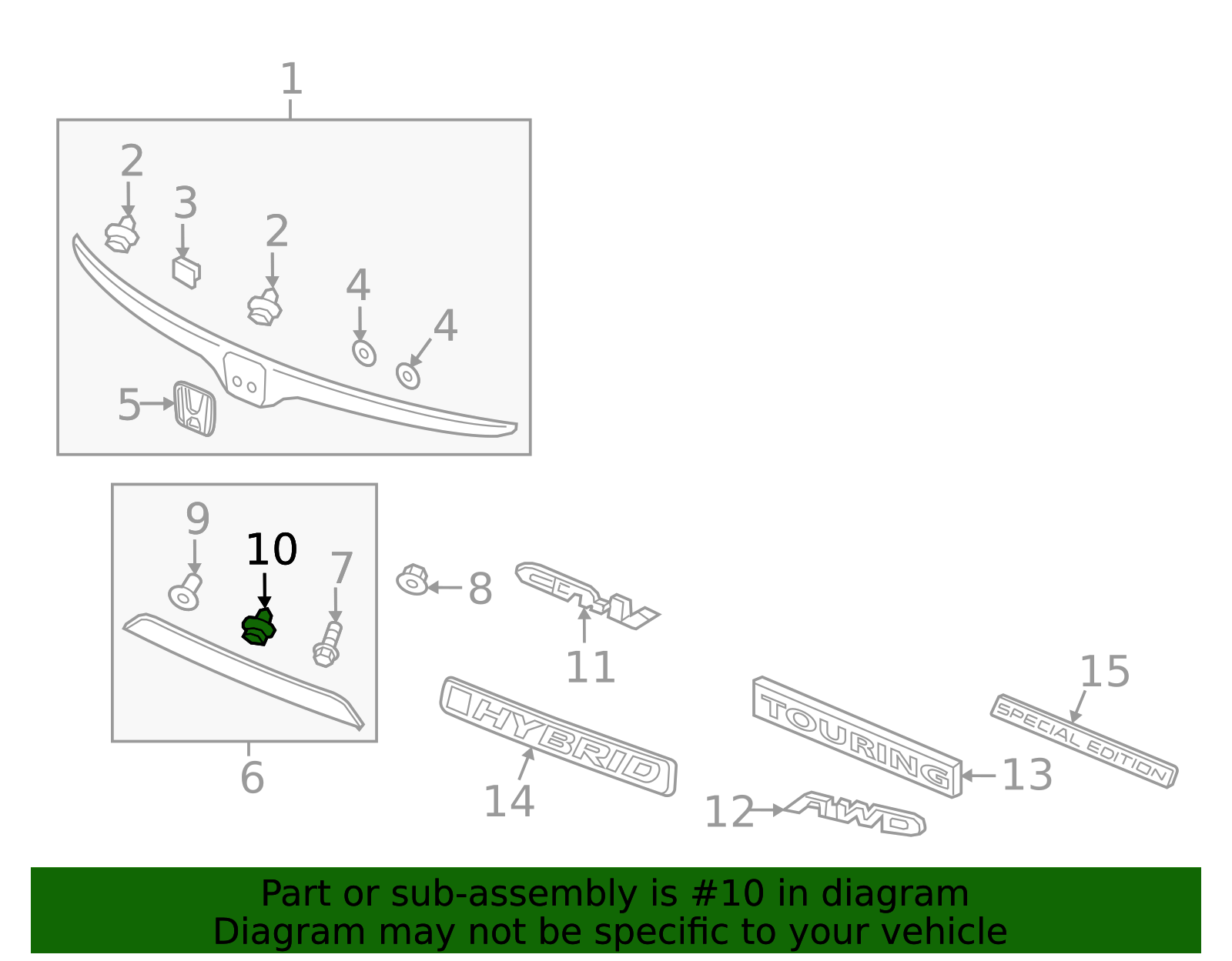 91512-TLA-003 - License Molding Retainer 2017-2022 Honda CR-V | Honda ...