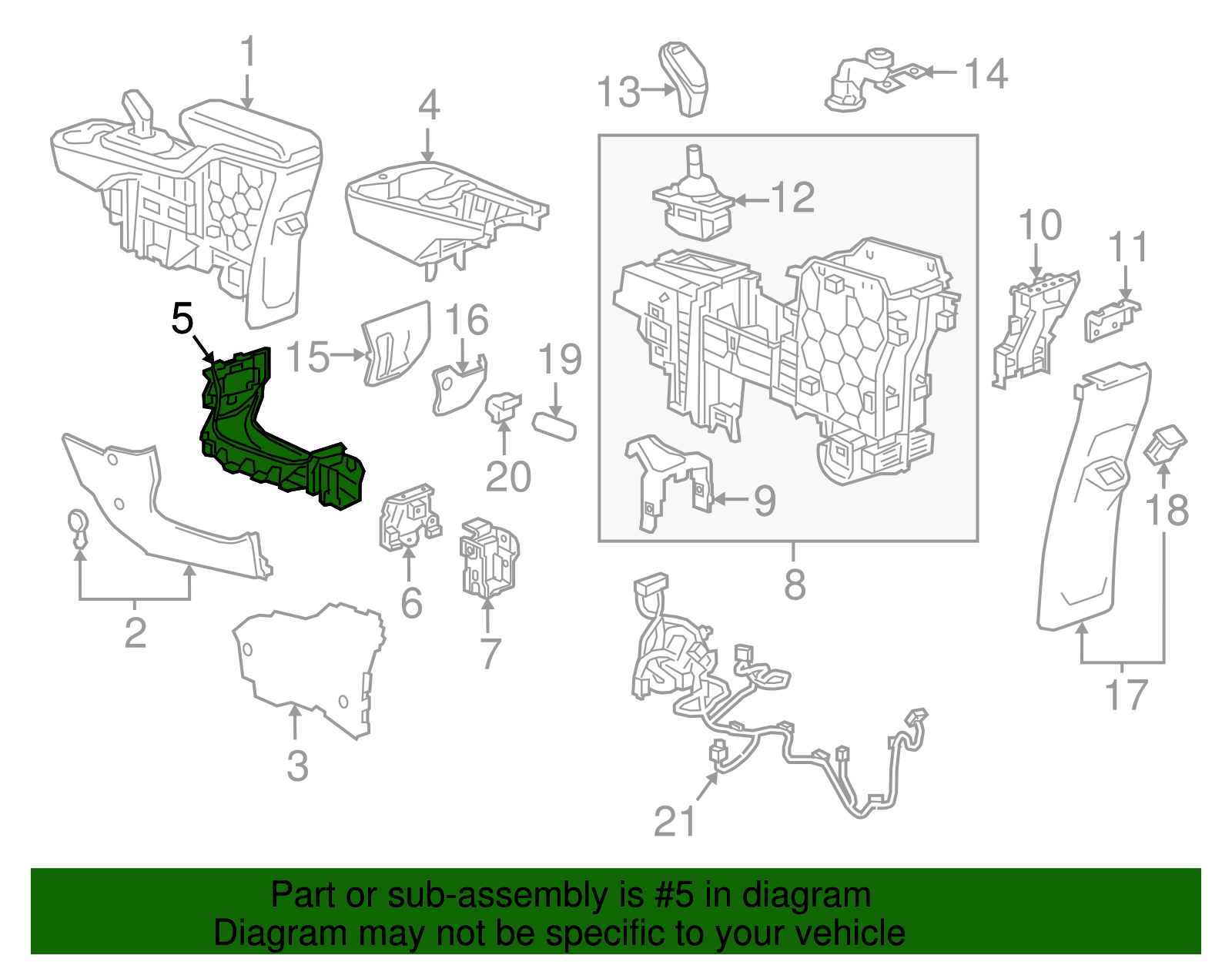 2017-2021 Chevrolet Bolt EV Light Ash Gray Front Floor Console ...