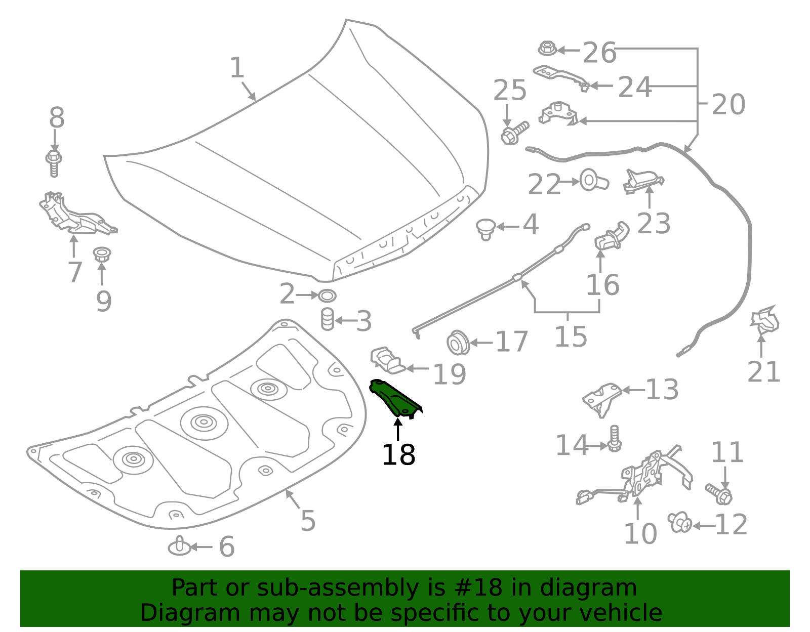 2017-2025 Subaru Hood / Trunk Prop Rod Bracket 57232FL000 | Subaru ...