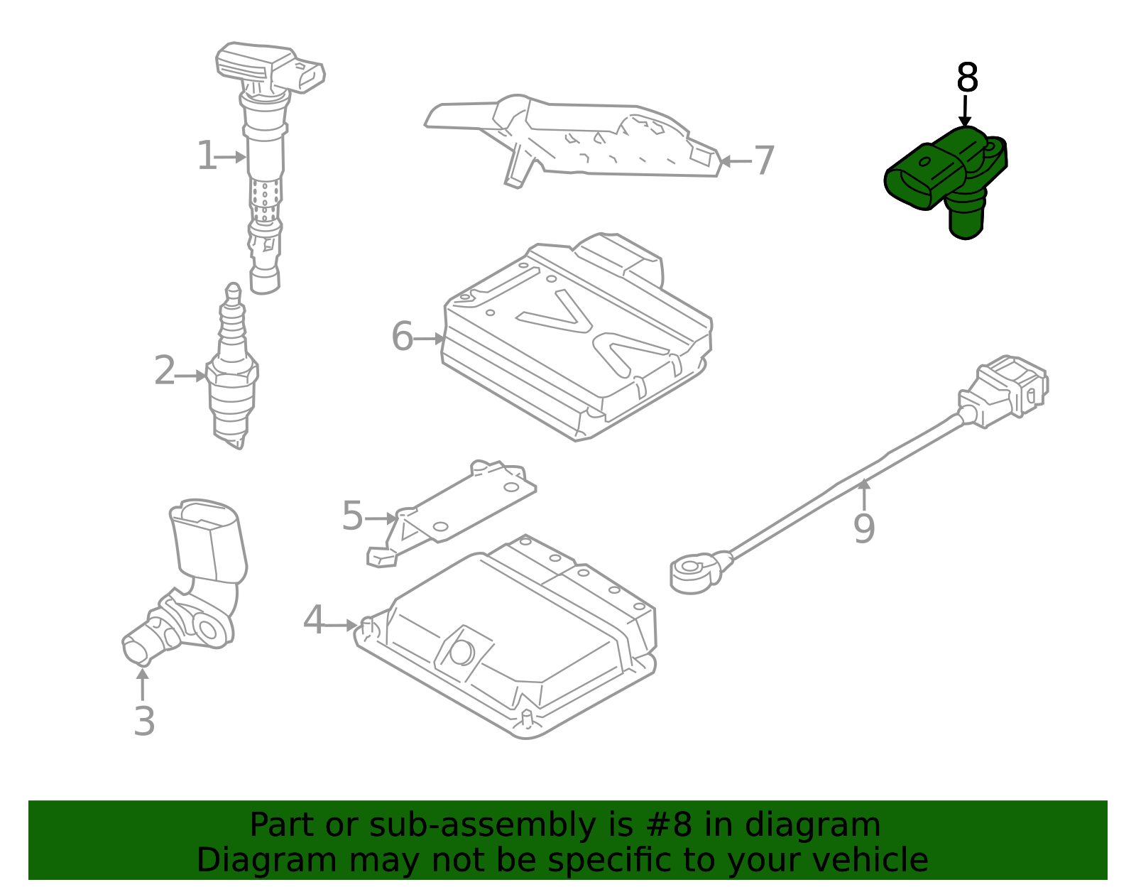 070-907-601-A - Genuine Audi Crankshaft Position Sensor 070907601A OEM ...