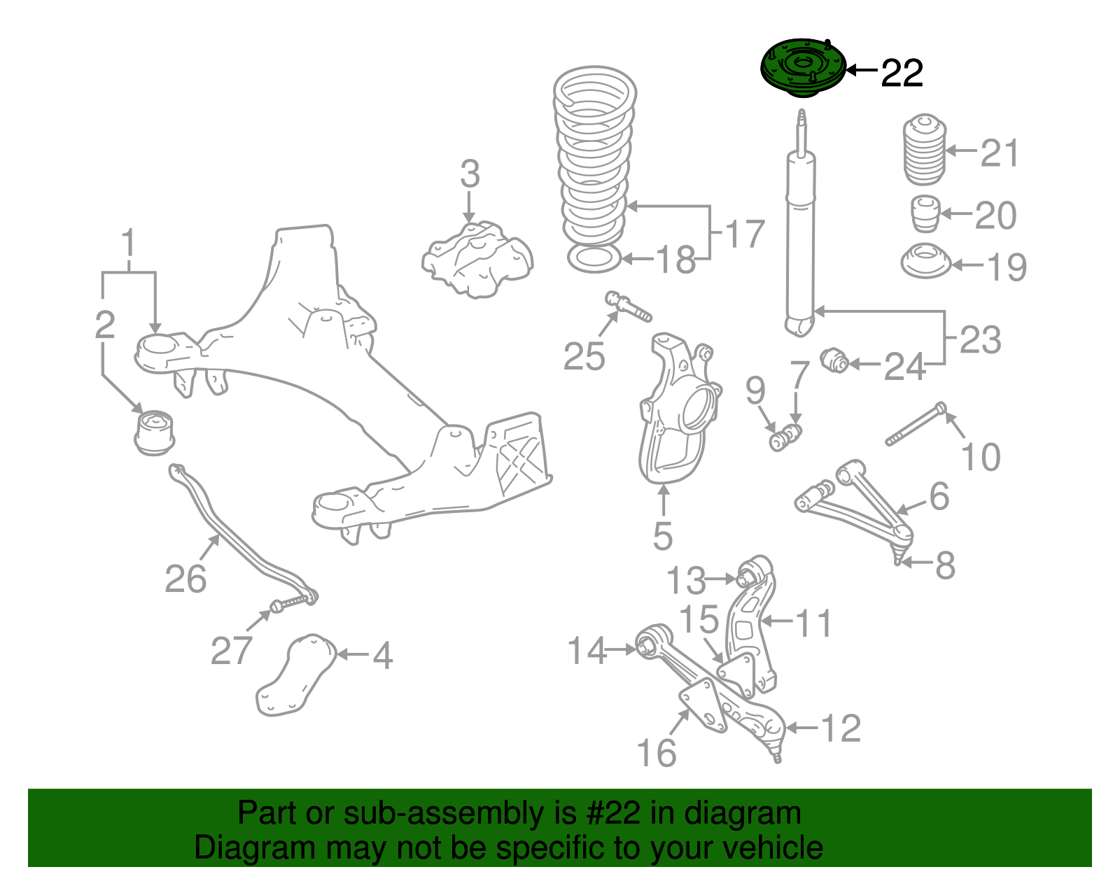 1997-2006 Jaguar Upper Mount MJA2170BD | JaguarParts.com