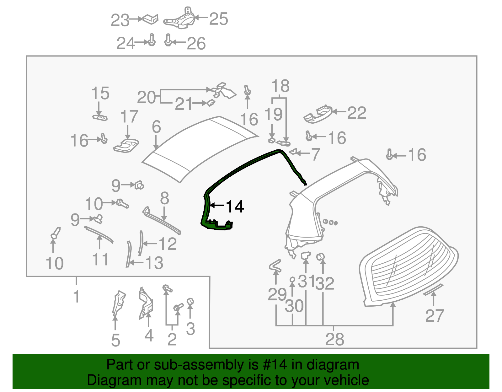 NE52-R1-415C - Rear Weather-Strip - 2007-2015 Mazda MX-5 Miata | Mazda ...