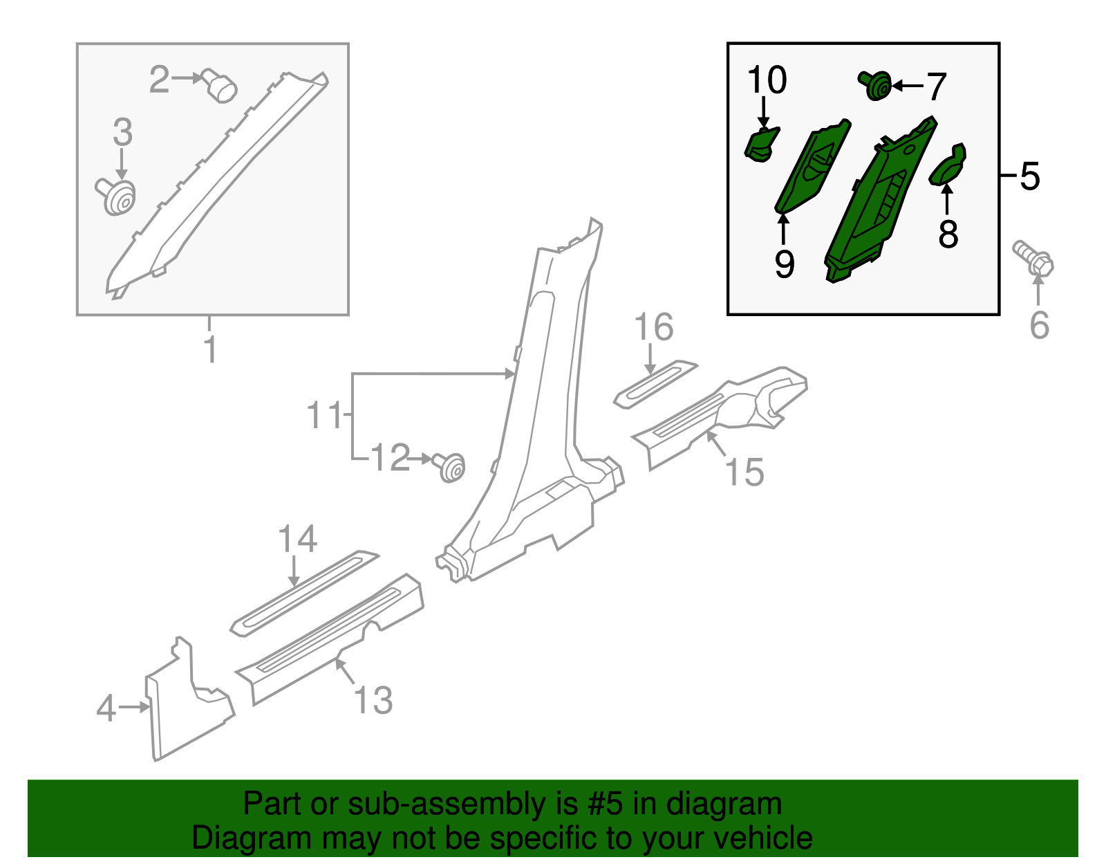 85830-B2100EQ - Upper Center Pillar Trim 2014-2019 Kia Soul | Kia.Parts ...