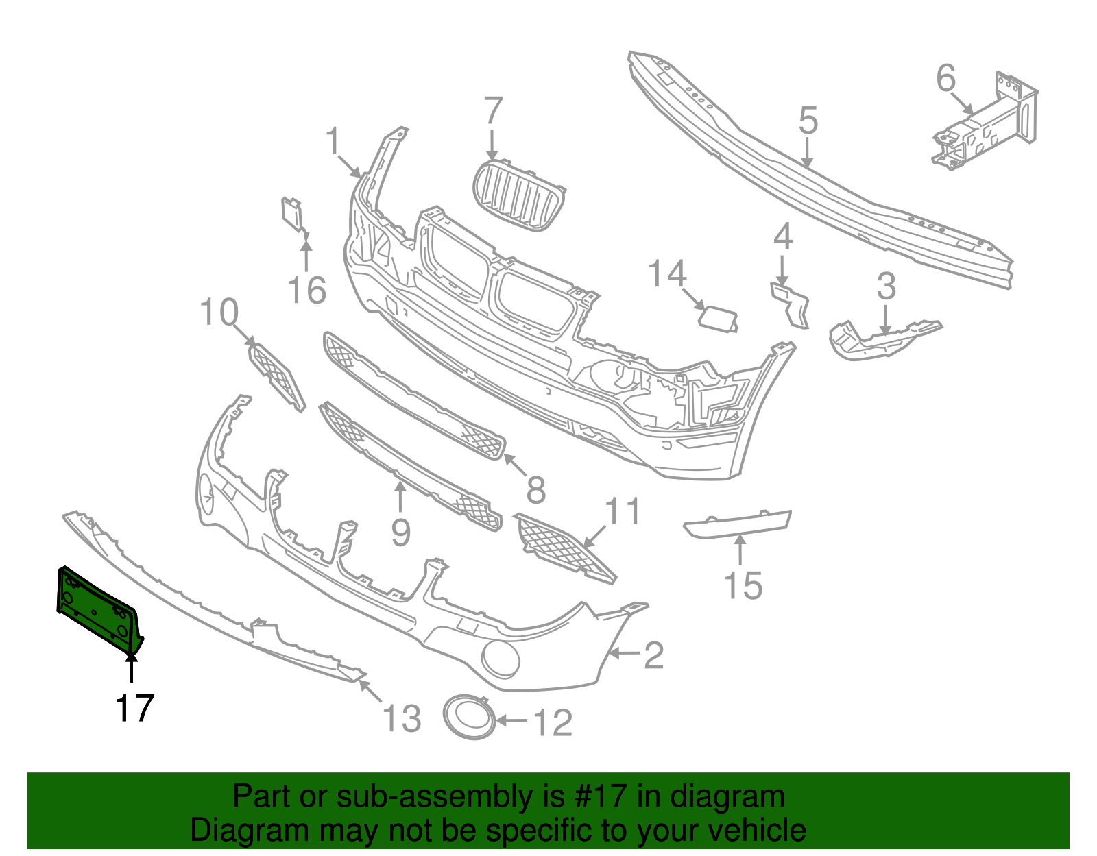 BMW 2007-2010 BMW X3 License Bracket 51-13-3-447-124 | BMW AutoNation Parts