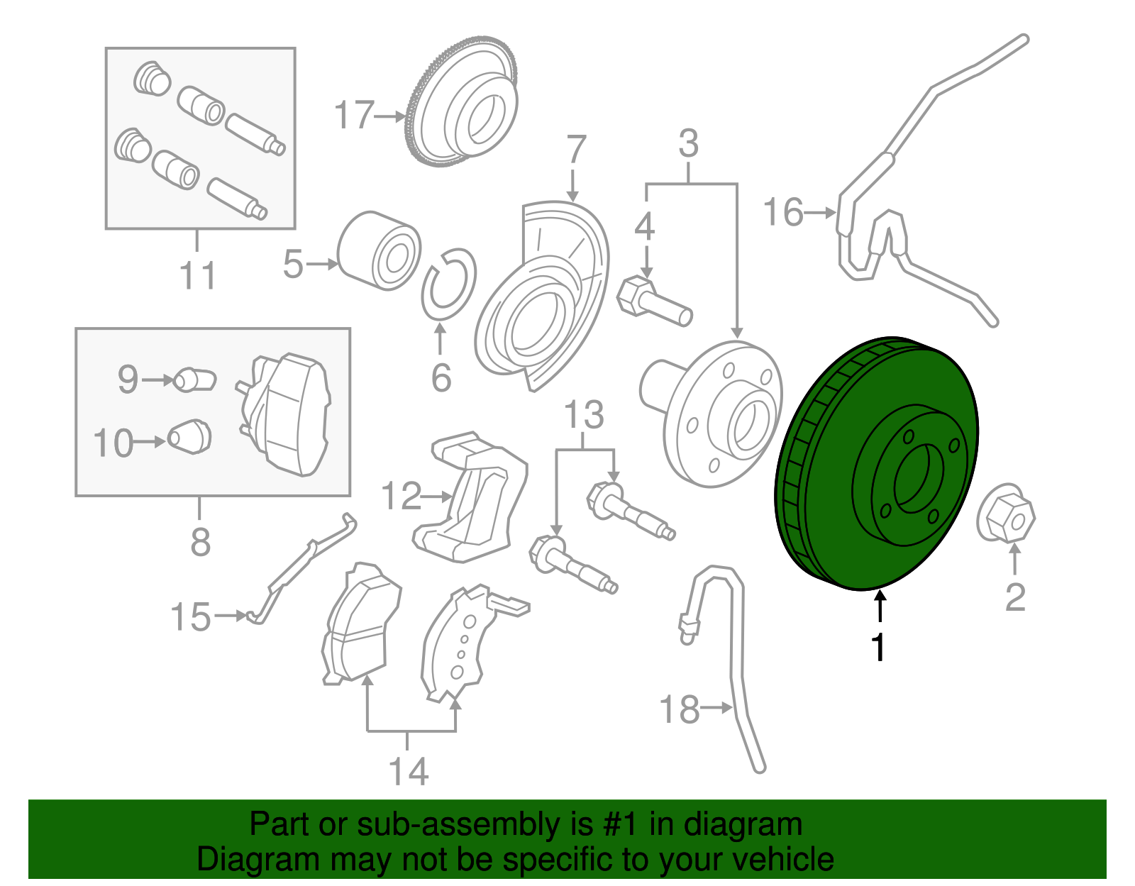 2005-2012 Ford | Disc Brake Rotor | 5U2Z-1V125-AC | Walls' Ford Parts