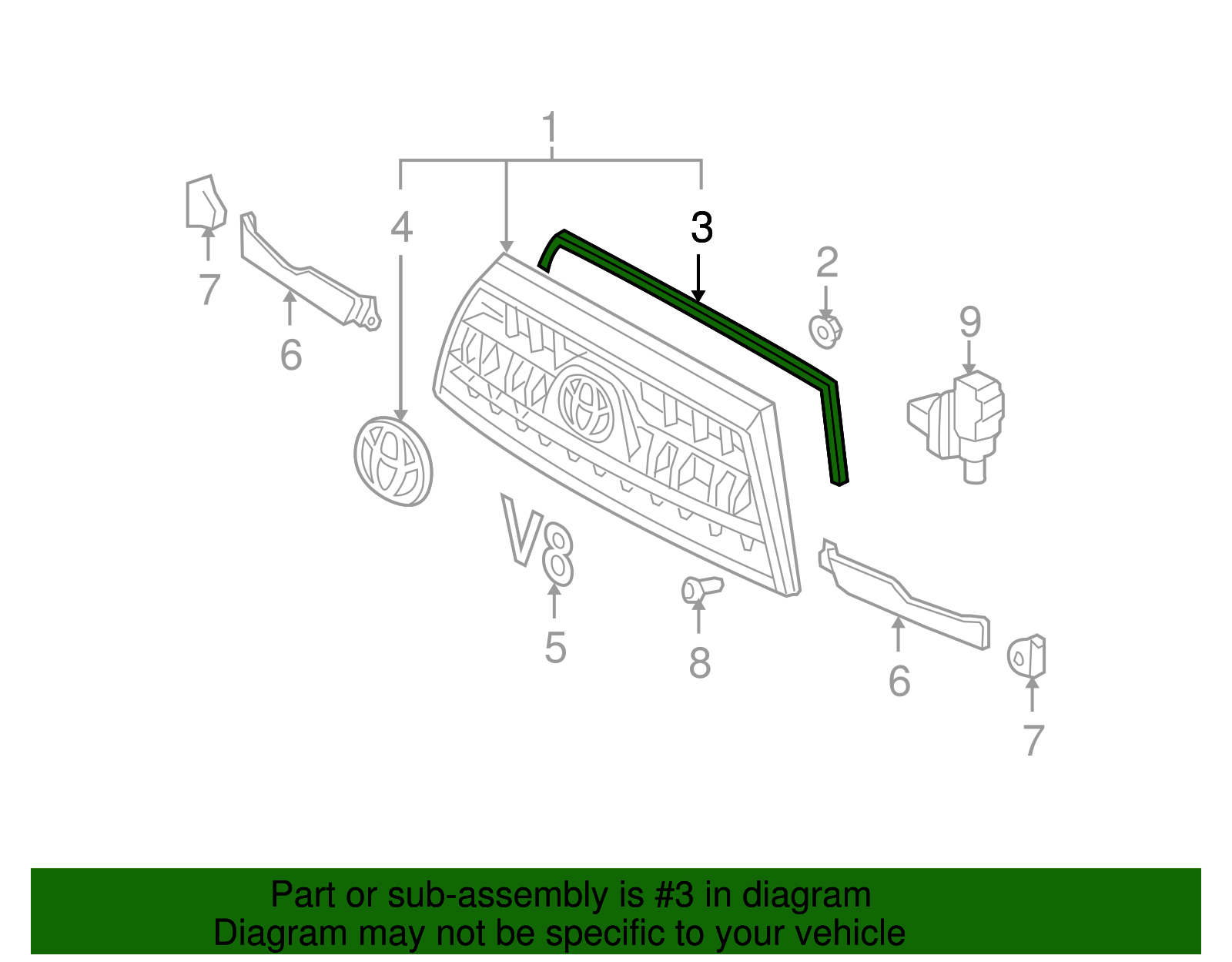 5311935020c0 - High-Quality Grille Insulator for 2006-2009 Toyota ...