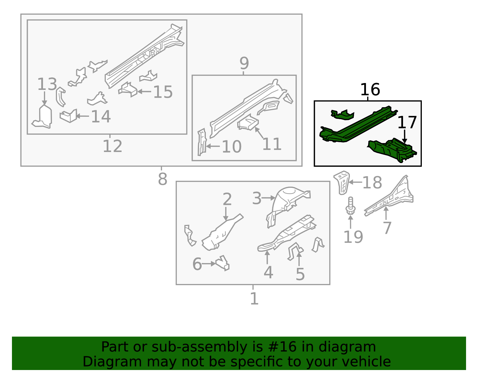2014-2021 Subaru Front Rail Extension 51620SG1009P | Subaru Parts Guys